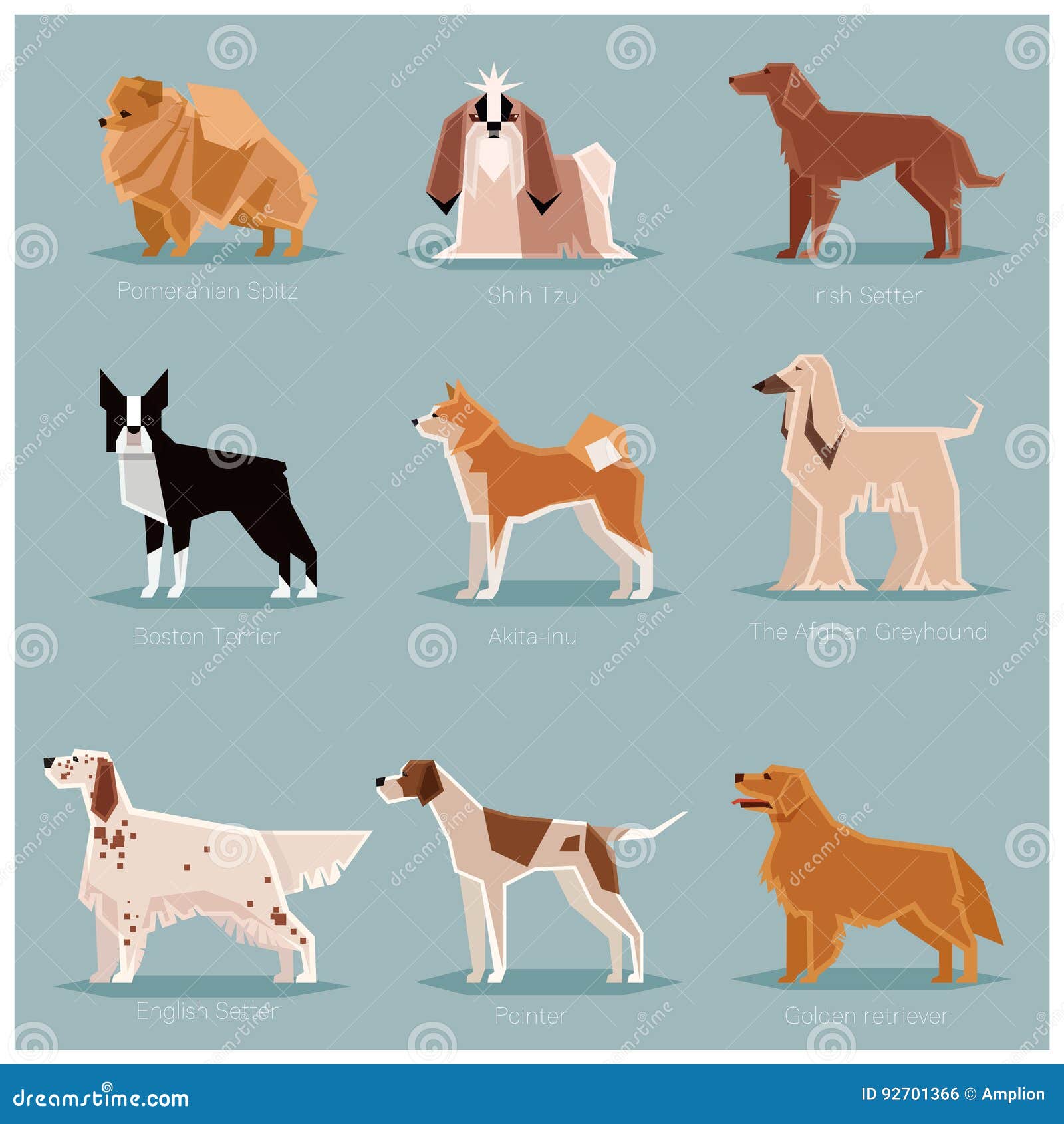 Dog flat icons set stock vector. Illustration of boston - 92701366