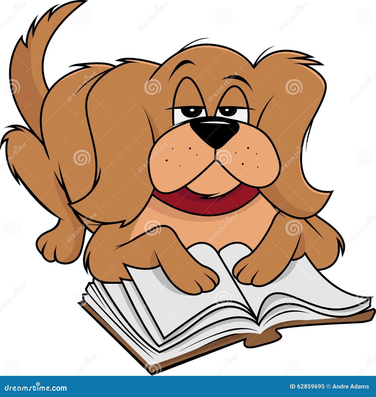 Dog fluffy reading stock vector. Illustration of intelligent - 62859695