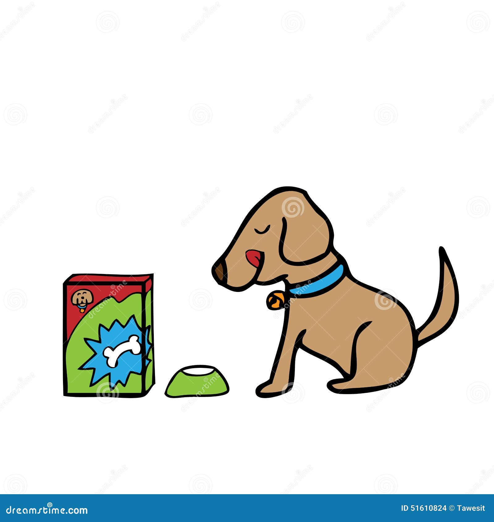 Dog and food stock vector. Illustration of waiting, tongue - 51610824