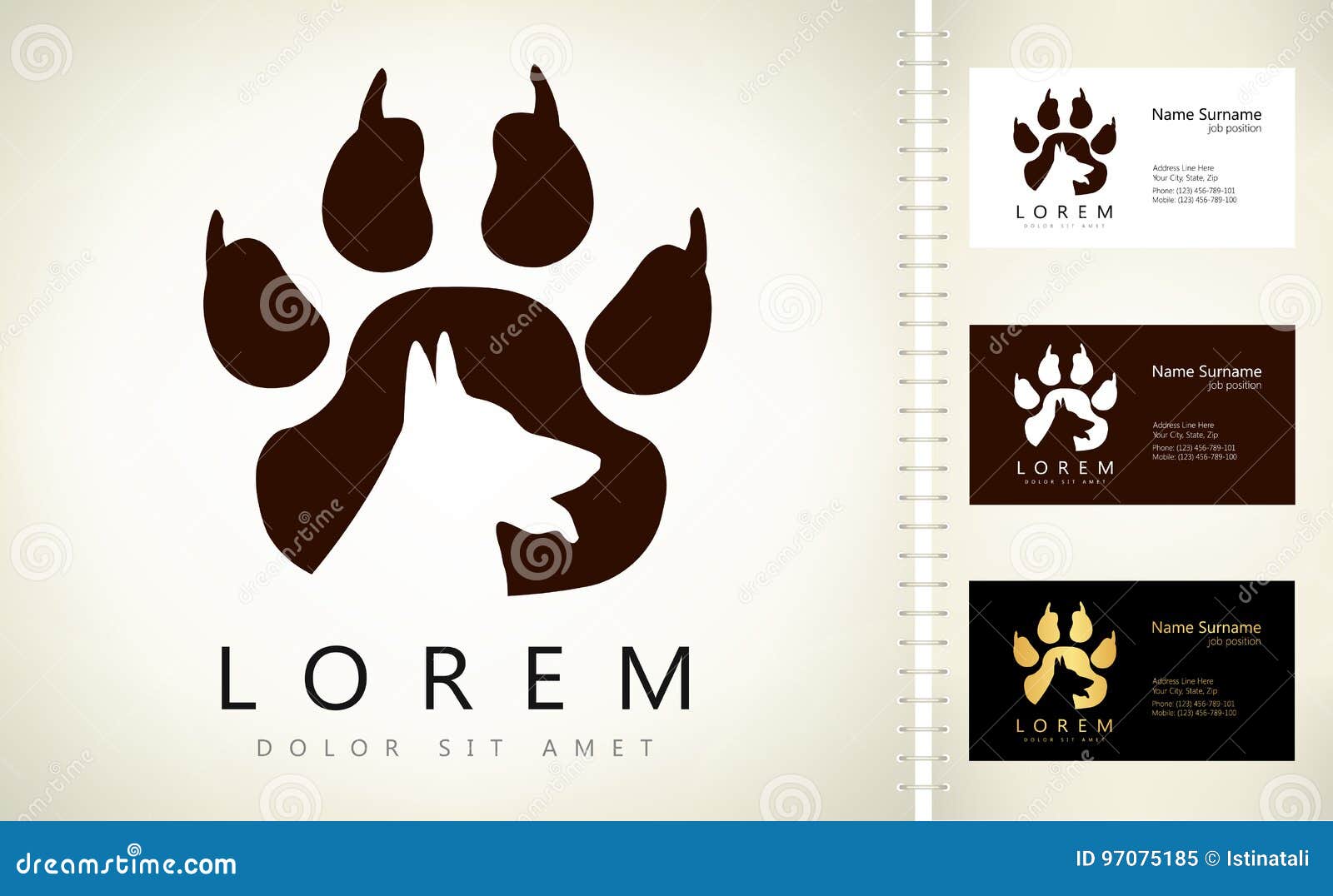 Dog-foot logo stock vector. Illustration of sitting, foot - 97075185