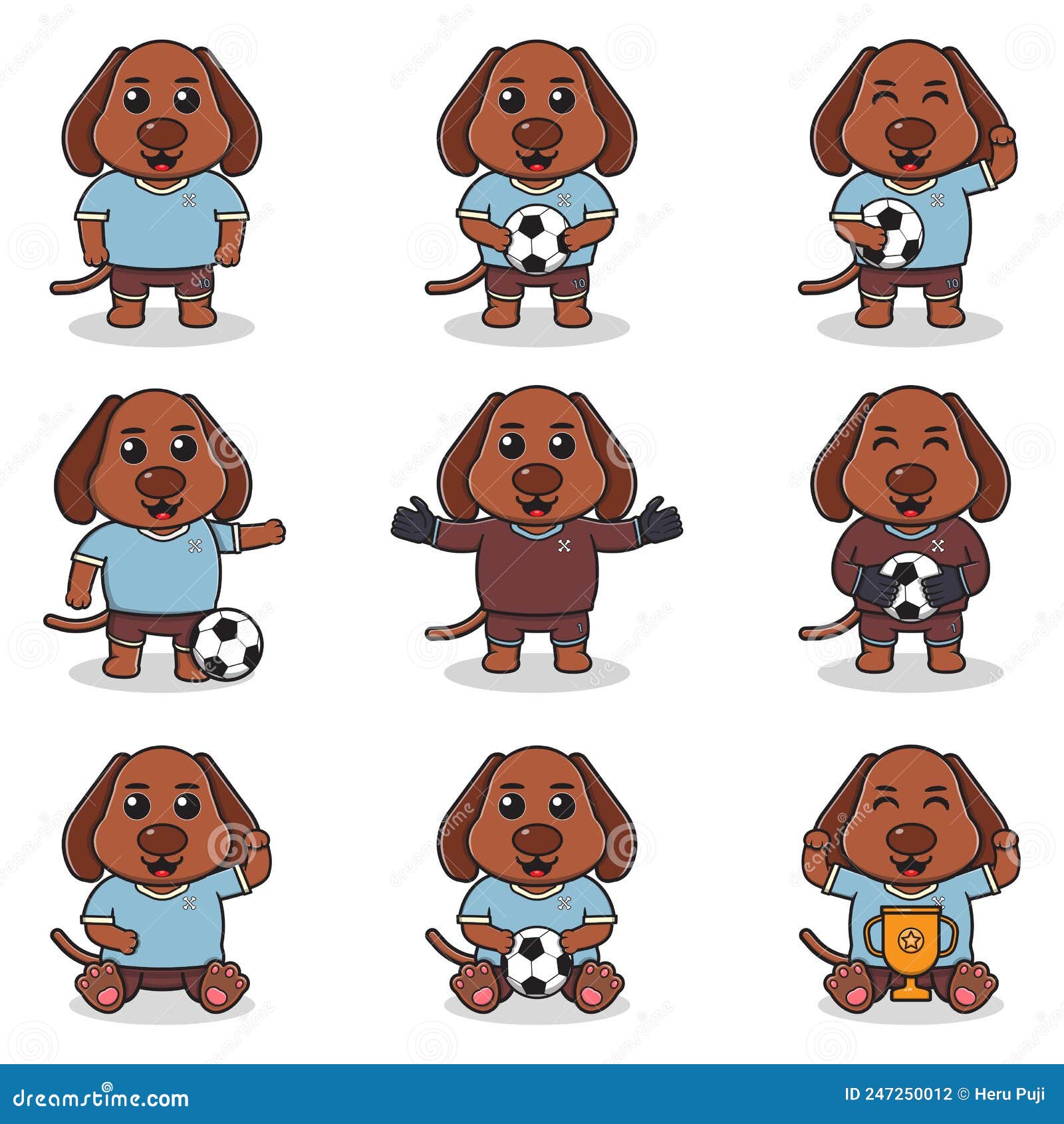 Vector Illustration of Dog Characters Playing Soccer. Stock Vector ...