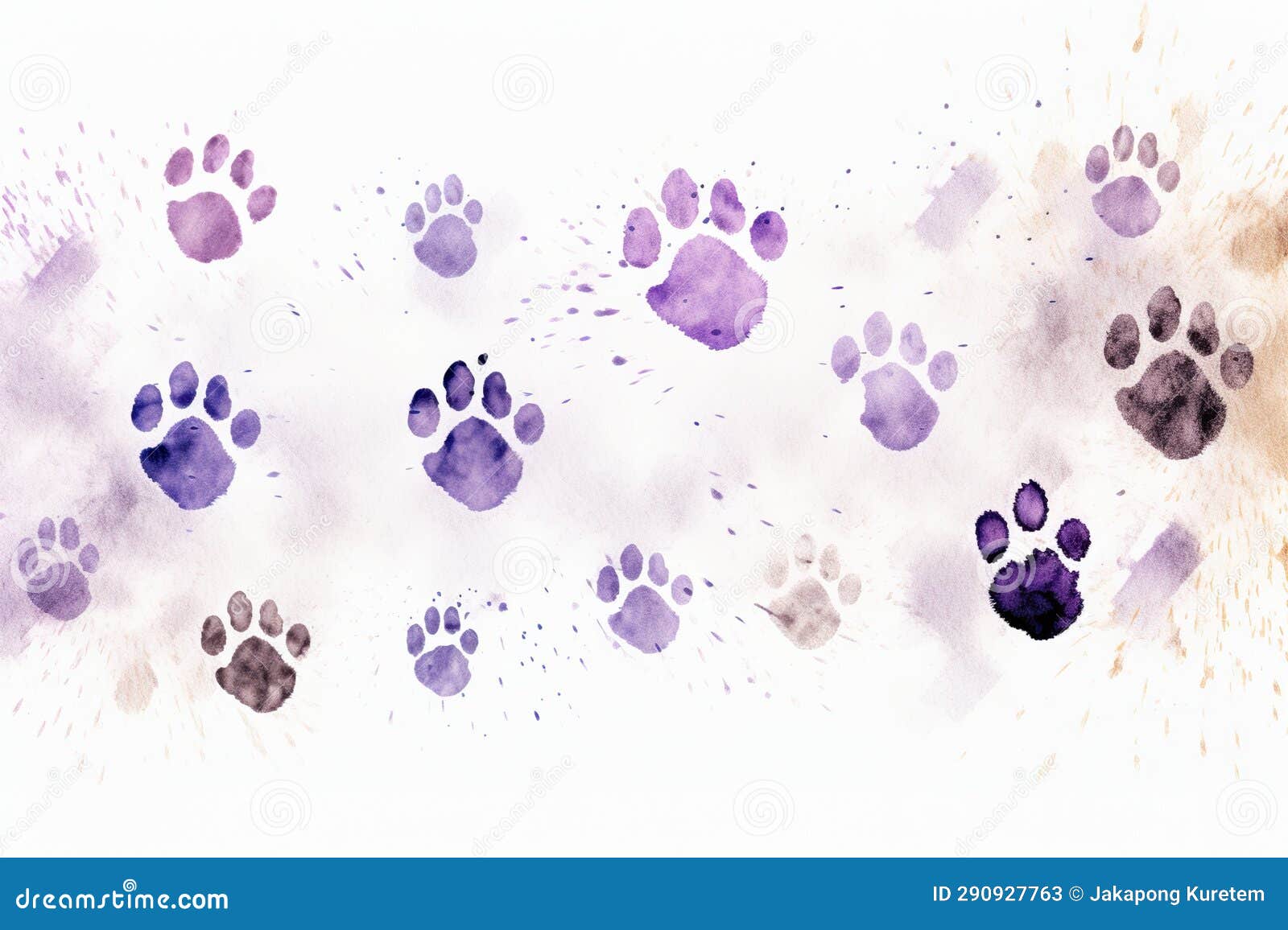 Dog Footprints Abstract Background. Stock Illustration - Illustration ...