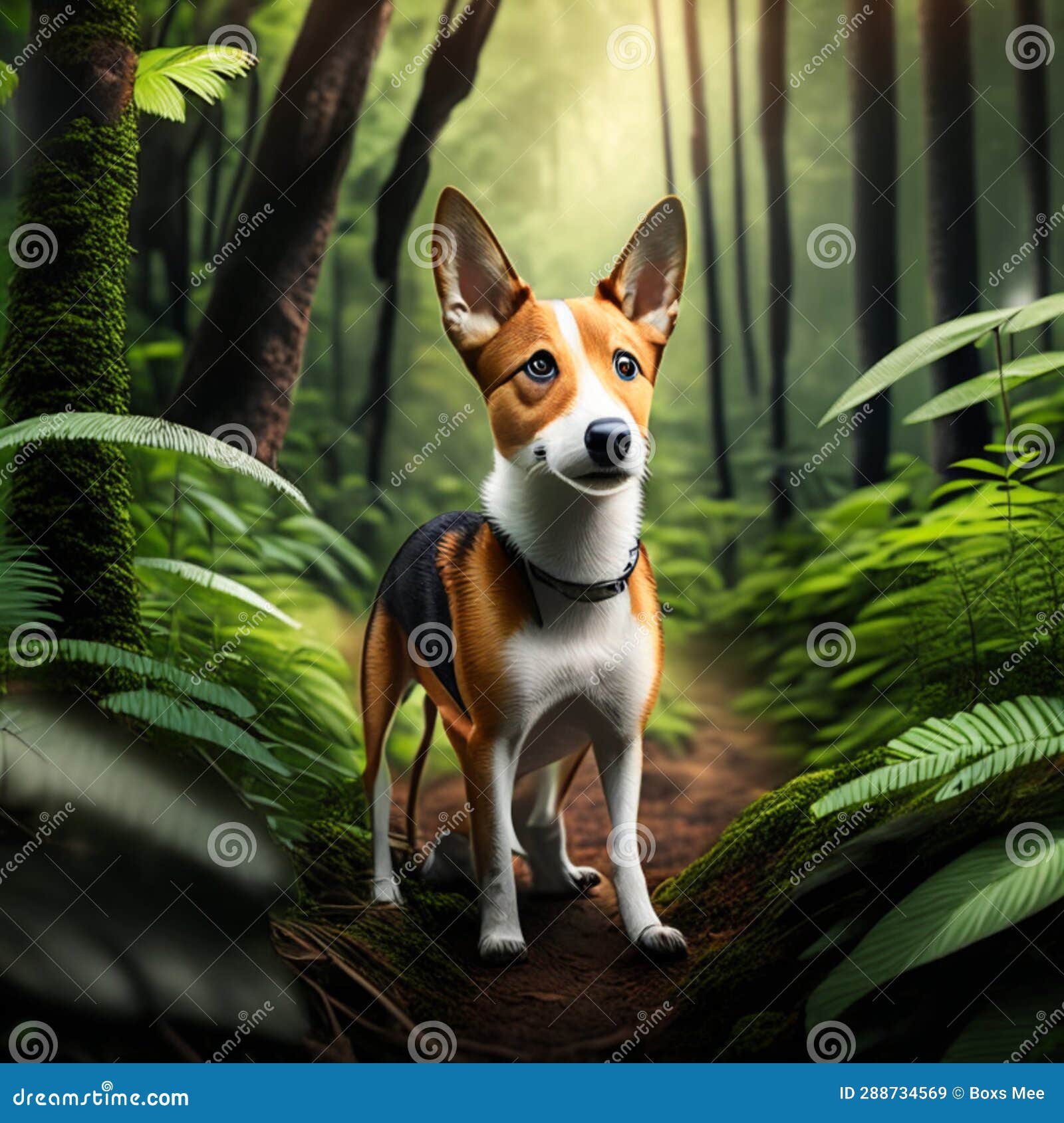 Dog in the Forest. Panoramic Image of a Dog in the Forest Stock Image ...