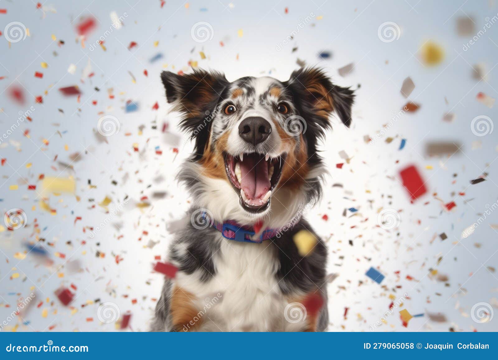 A Dog Full of Joy Surrounded by Flying Confetti. Ai Generated Stock ...