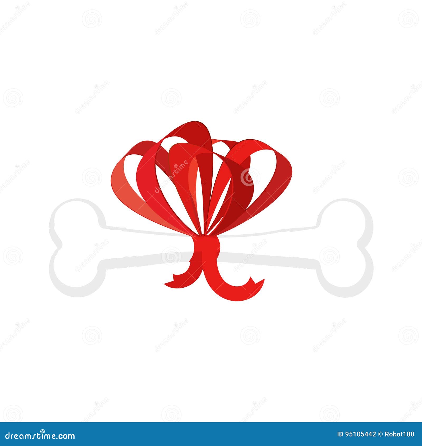 Dog Gift Bone with Bow Isolated. Present for Home Pet Stock Vector ...