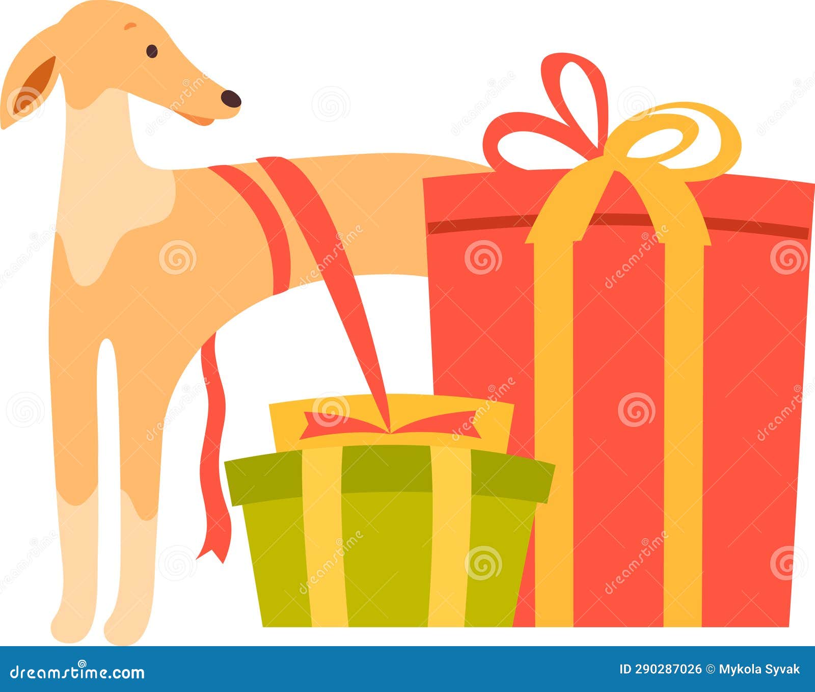 Dog with Gift Boxes stock vector. Illustration of doggy - 290287026