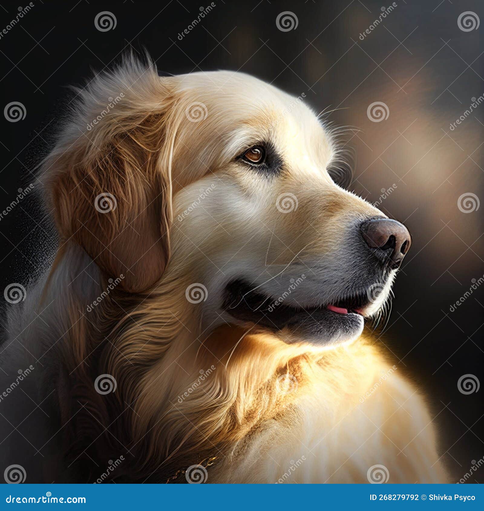 Dog Golden Retriever Close Up Face Image Stock Illustration ...