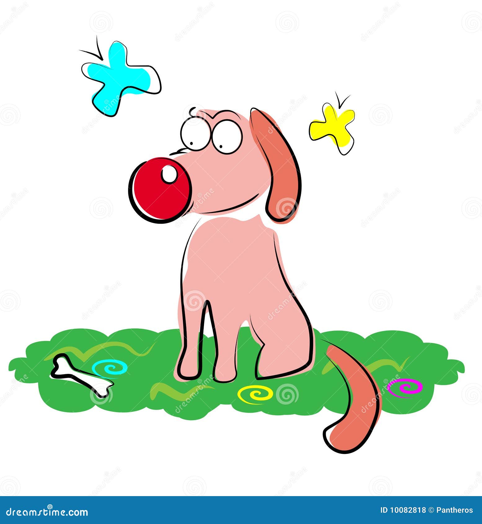 Dog on a grass stock vector. Illustration of happy, drawing - 10082818