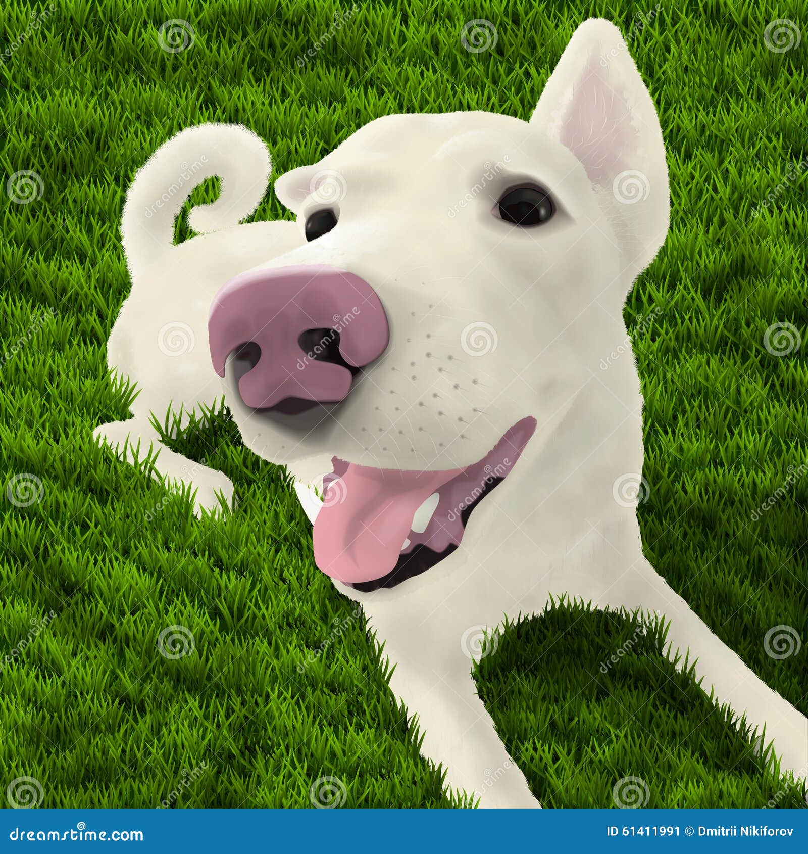 Dog on the grass stock illustration. Illustration of animal - 61411991