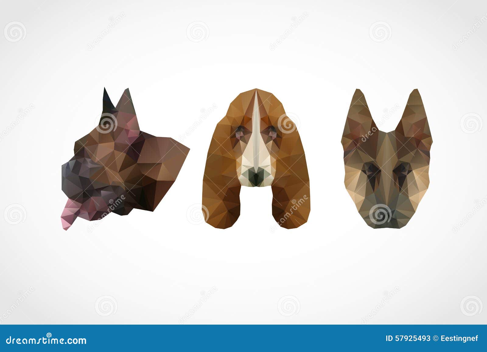 Dog head abstract set stock vector. Illustration of origami - 57925493