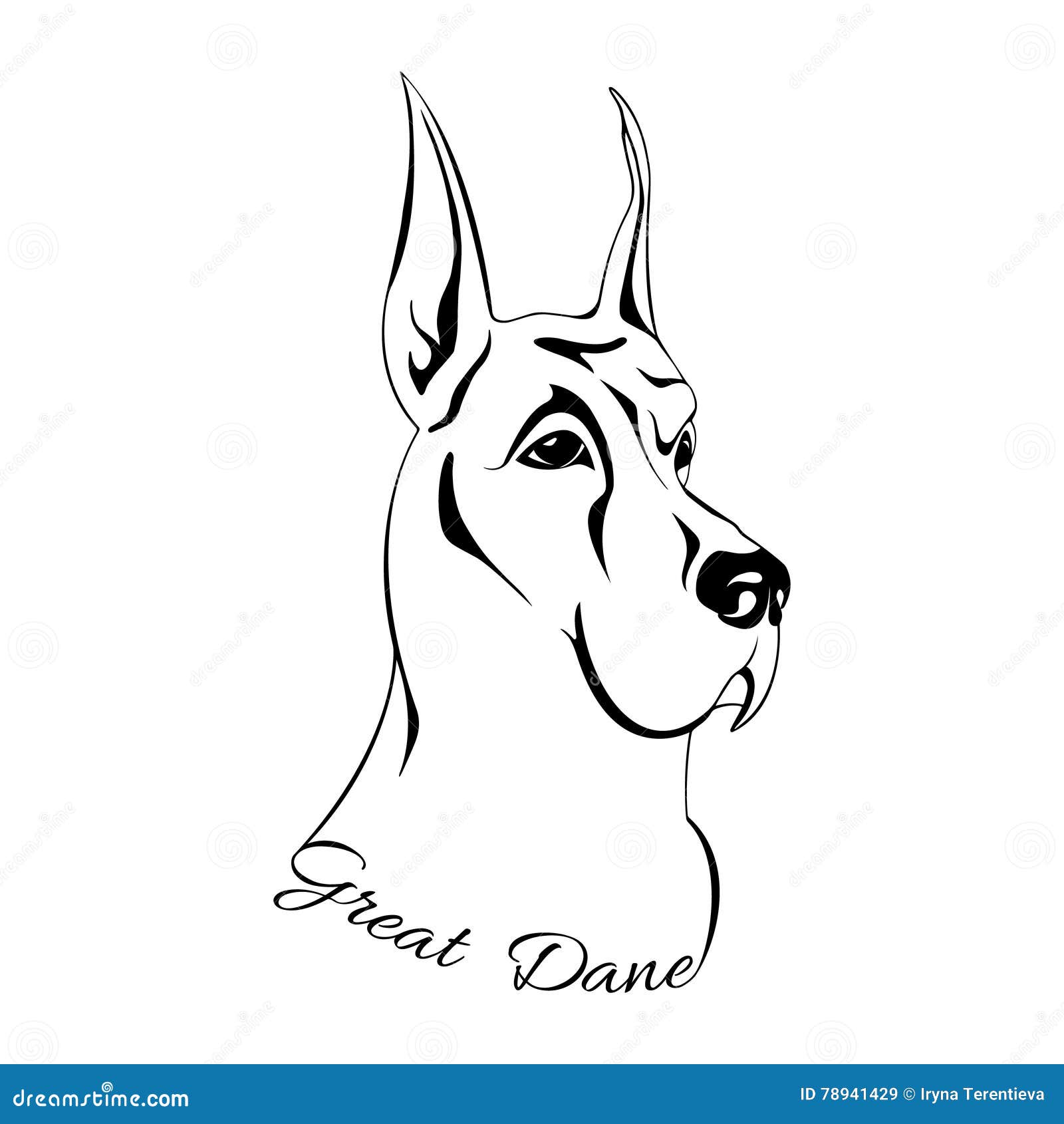 Dog head Great Dane stock vector. Illustration of element - 78941429