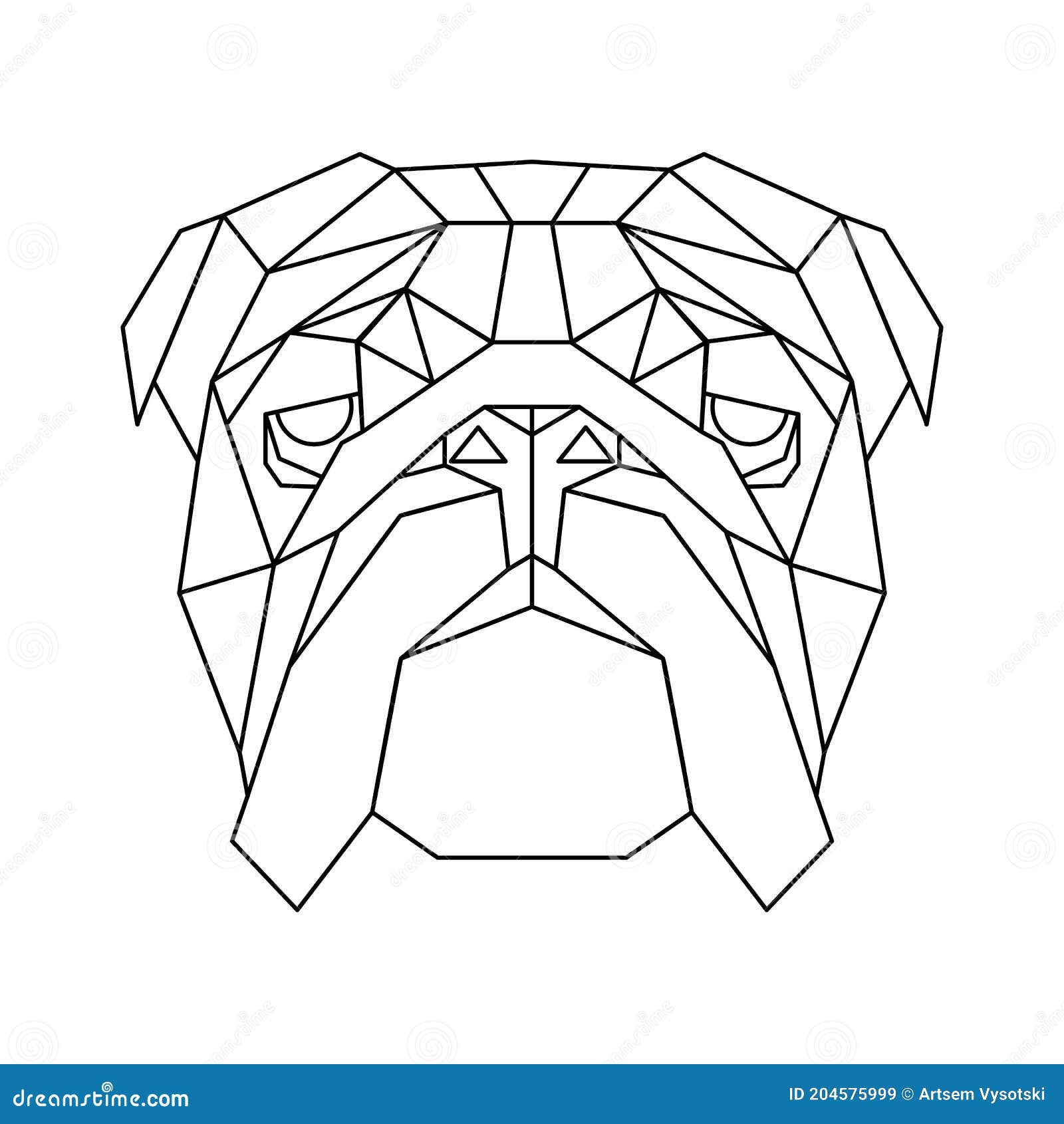 Dog Head Icon. Abstract Triangular Style. Contour for Tattoo, Emblem ...