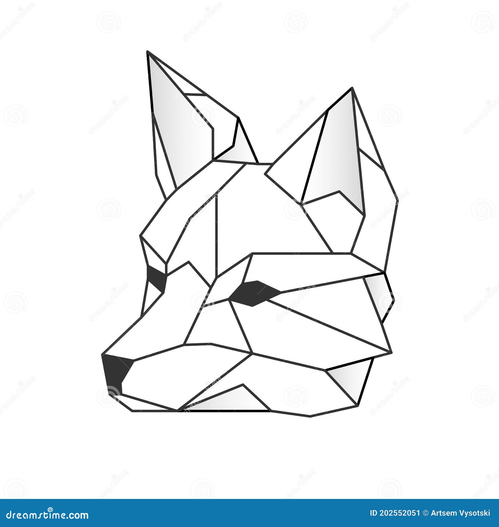 Dog Head Icon. Abstract Triangular Style. Contour for Tattoo, Emblem ...