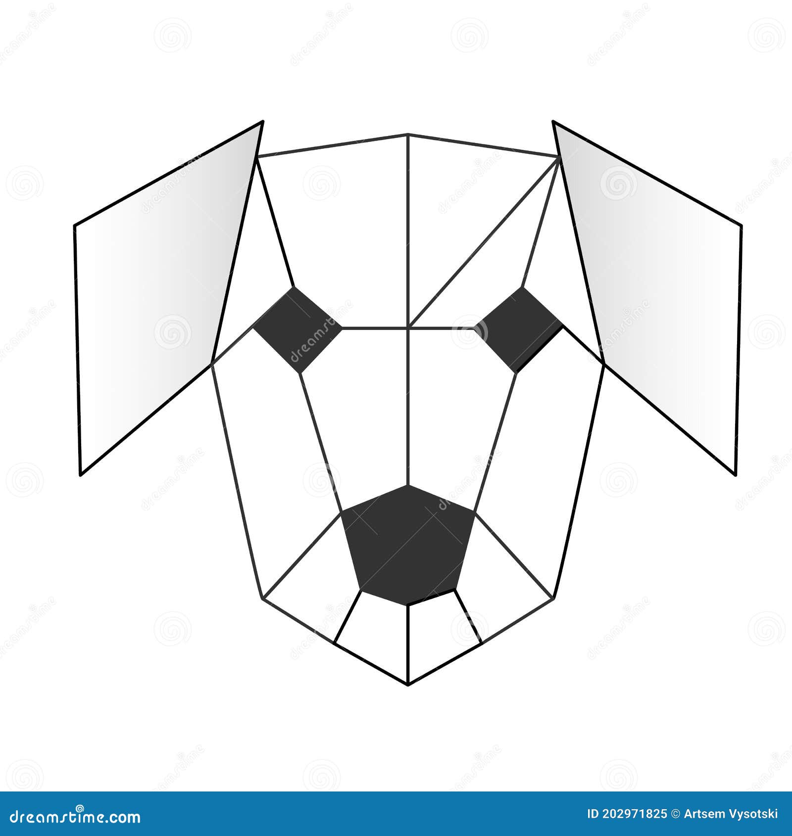Dog Head Icon. Abstract Triangular Style. Contour for Tattoo, Emblem ...