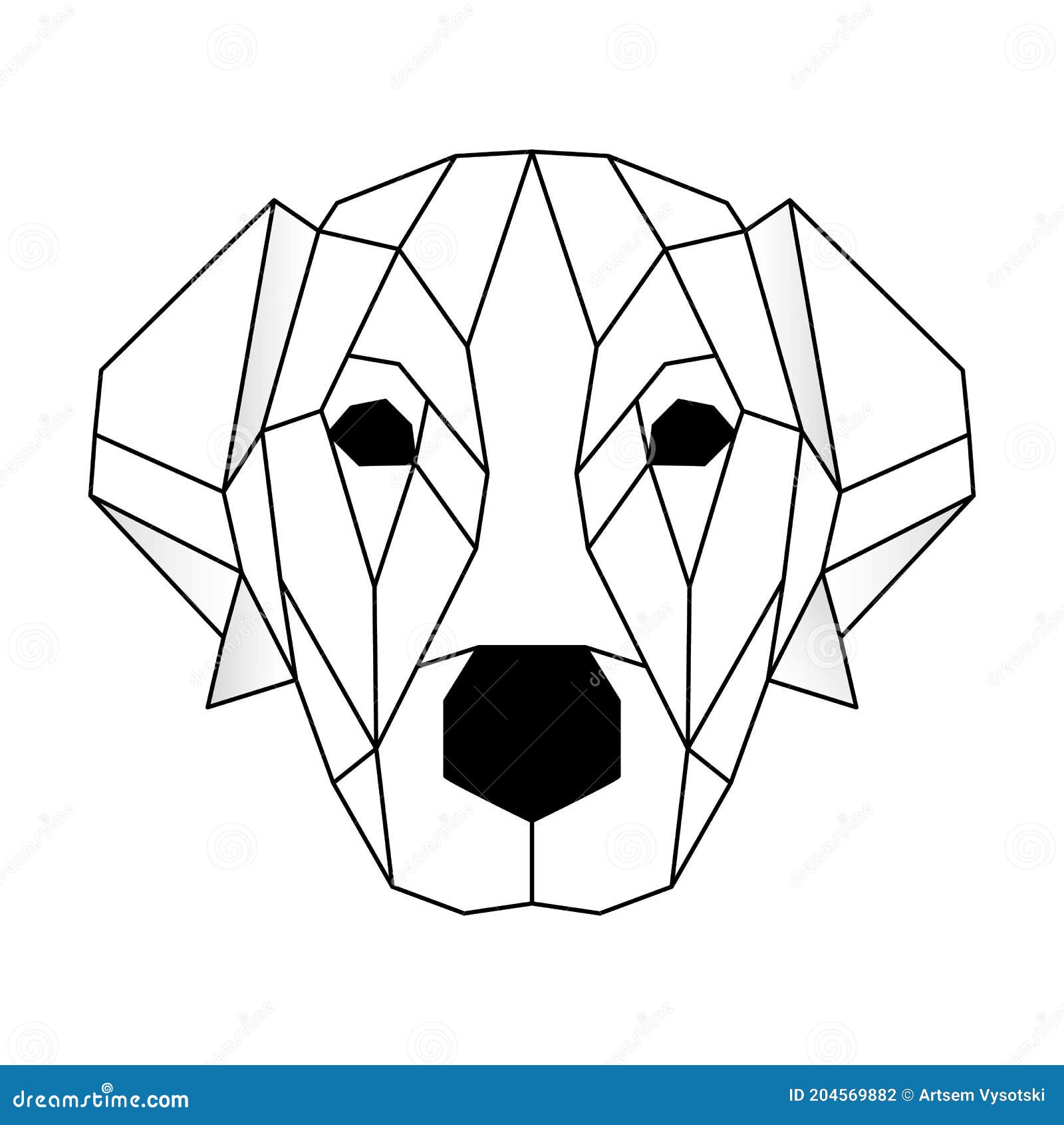 Dog Head Icon. Abstract Triangular Style. Contour for Tattoo, Emblem ...