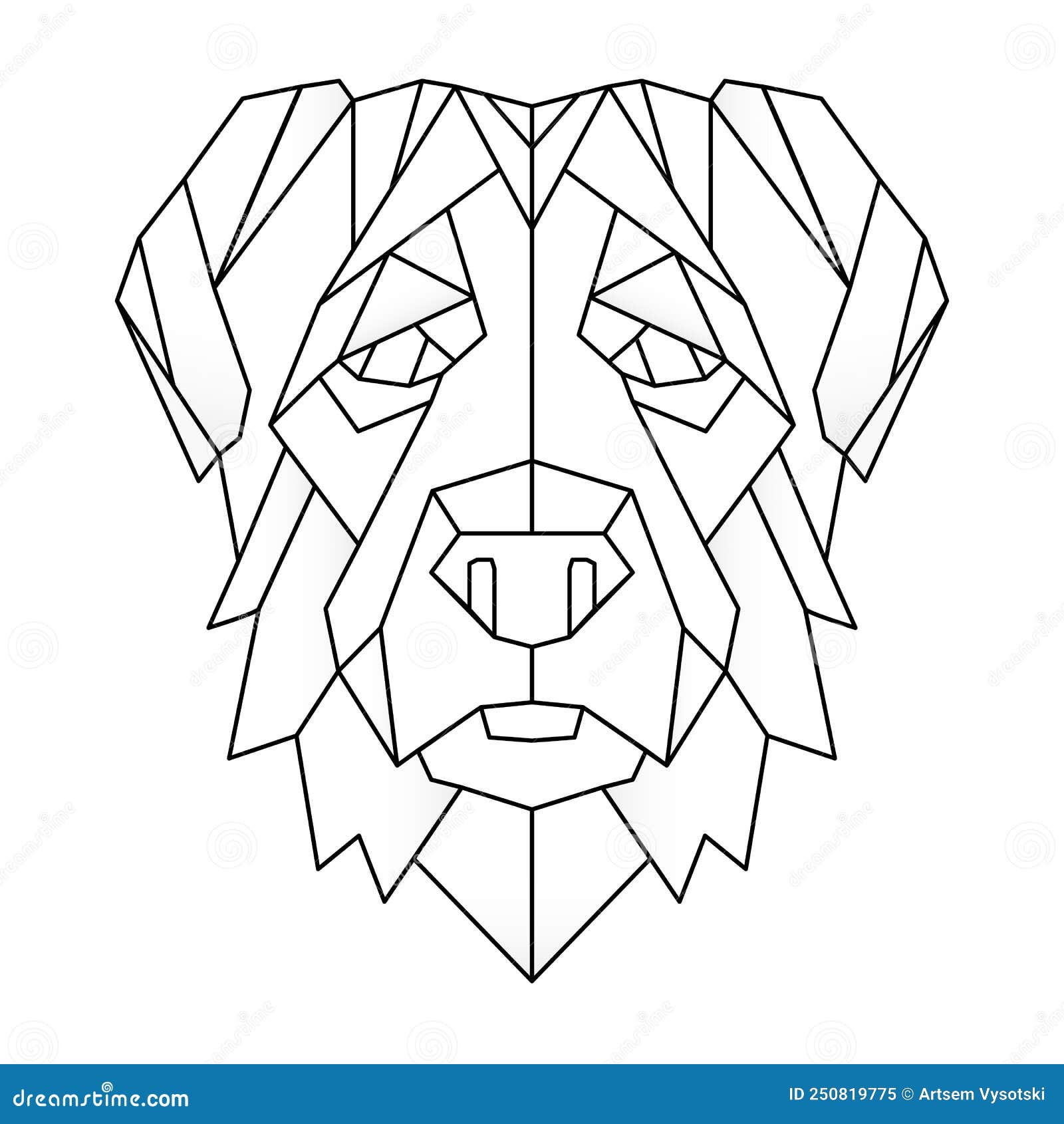 Dog Head Icon. Abstract Triangular Style. Contour for Tattoo, Emblem ...
