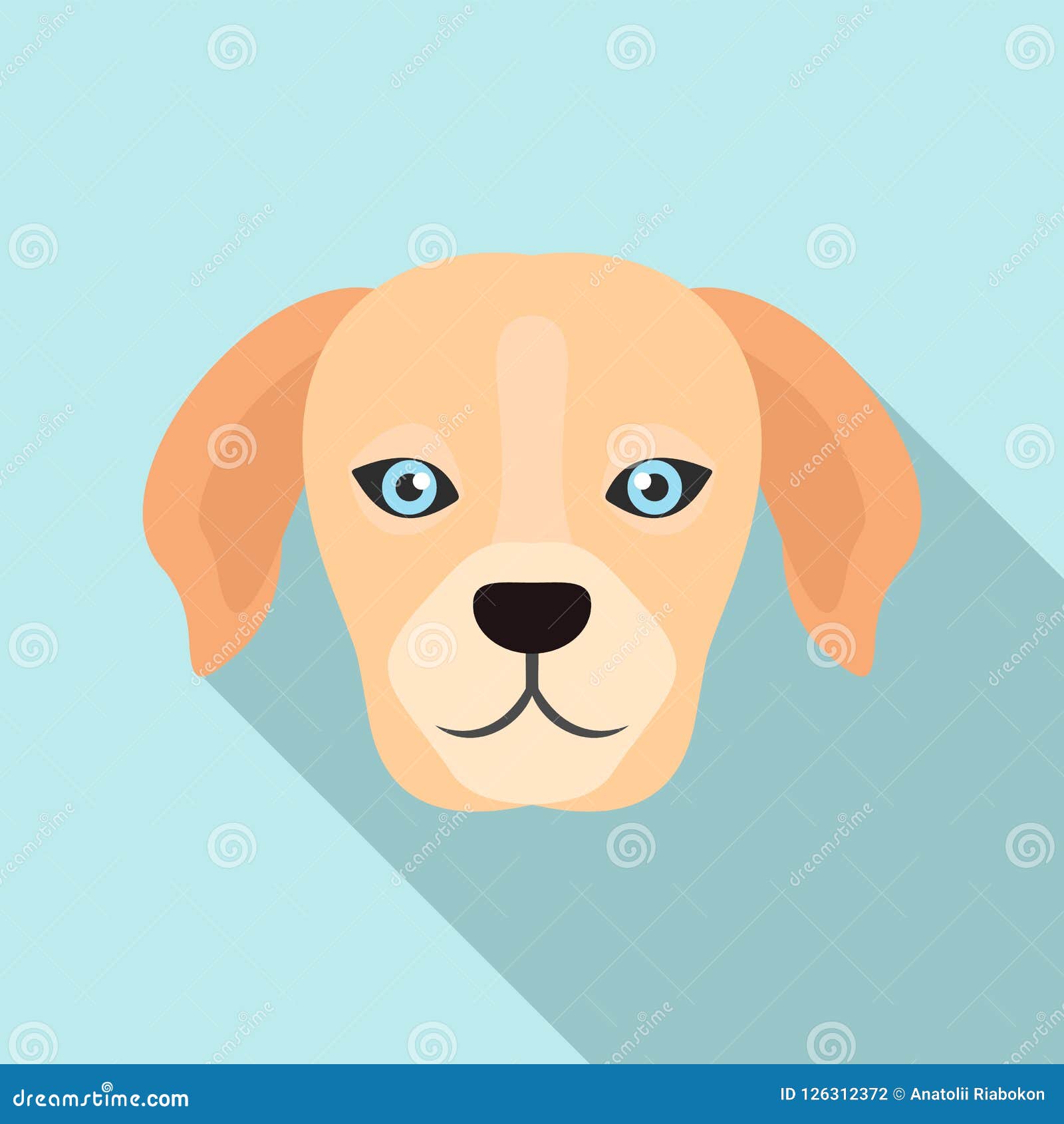 Dog head icon, flat style stock vector. Illustration of mammal - 126312372