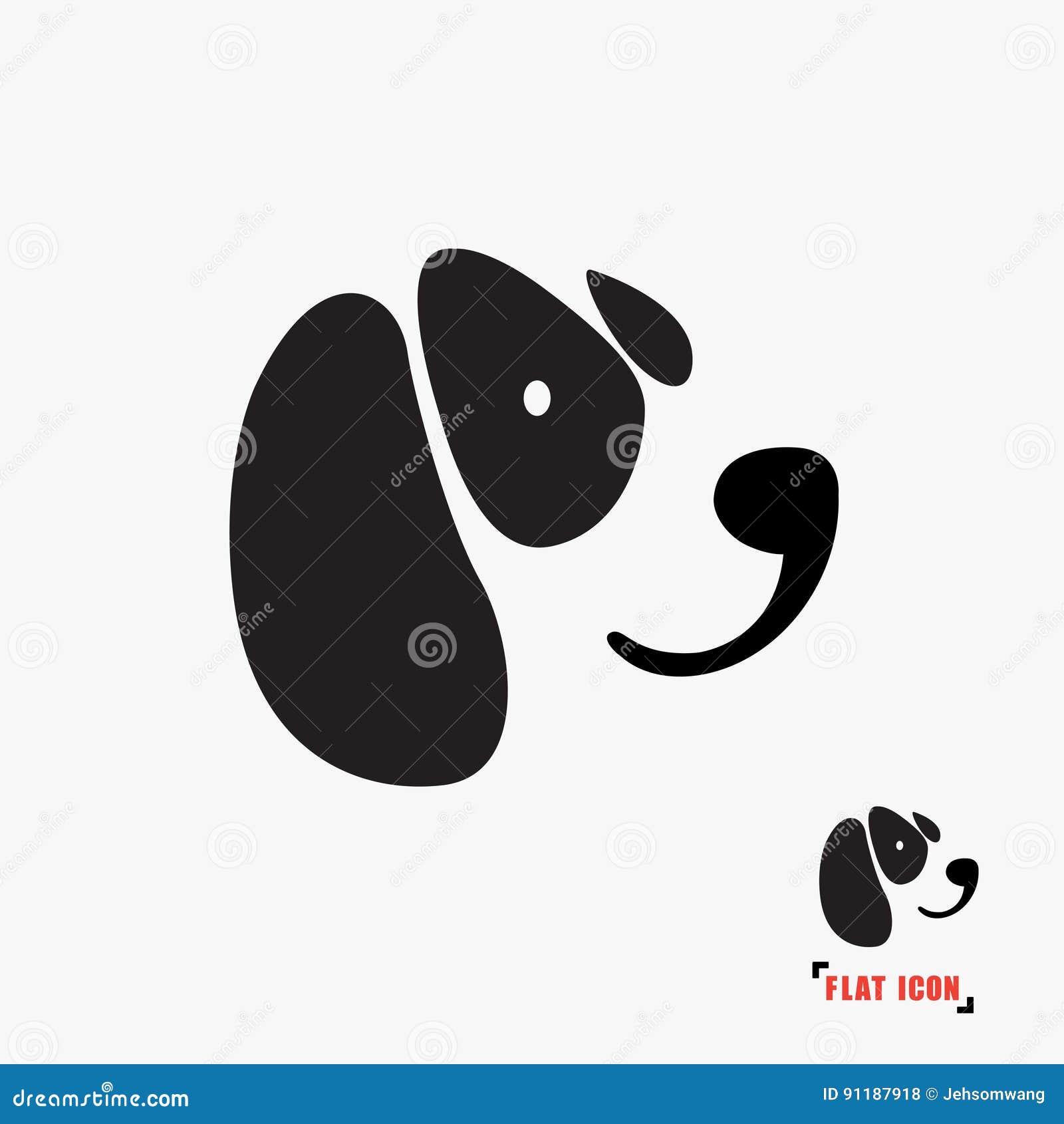 Dog head icon stock vector. Illustration of feet, ears - 91187918