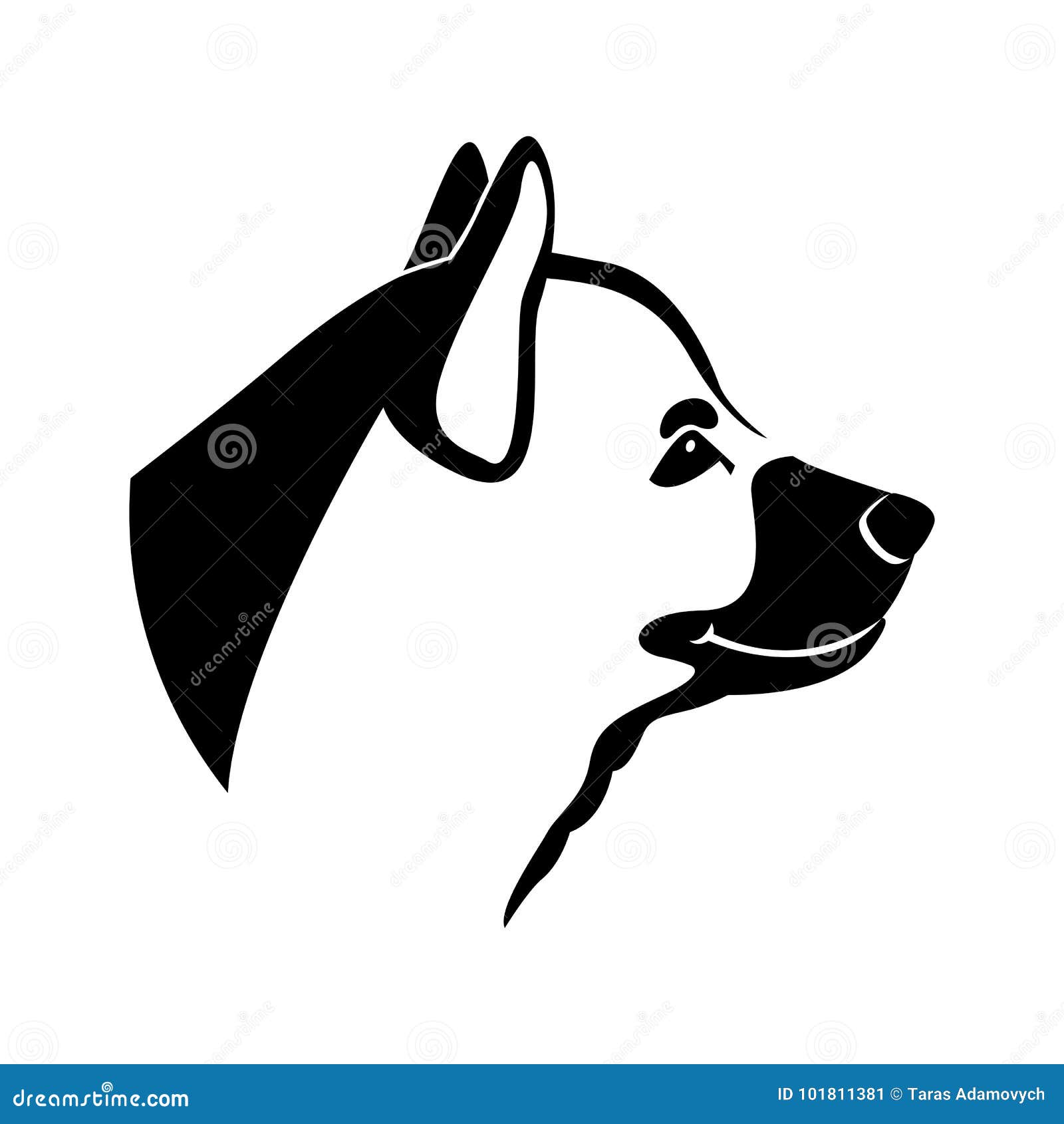 Dog Head Vector Illustration Profile Side Stock Vector - Illustration ...
