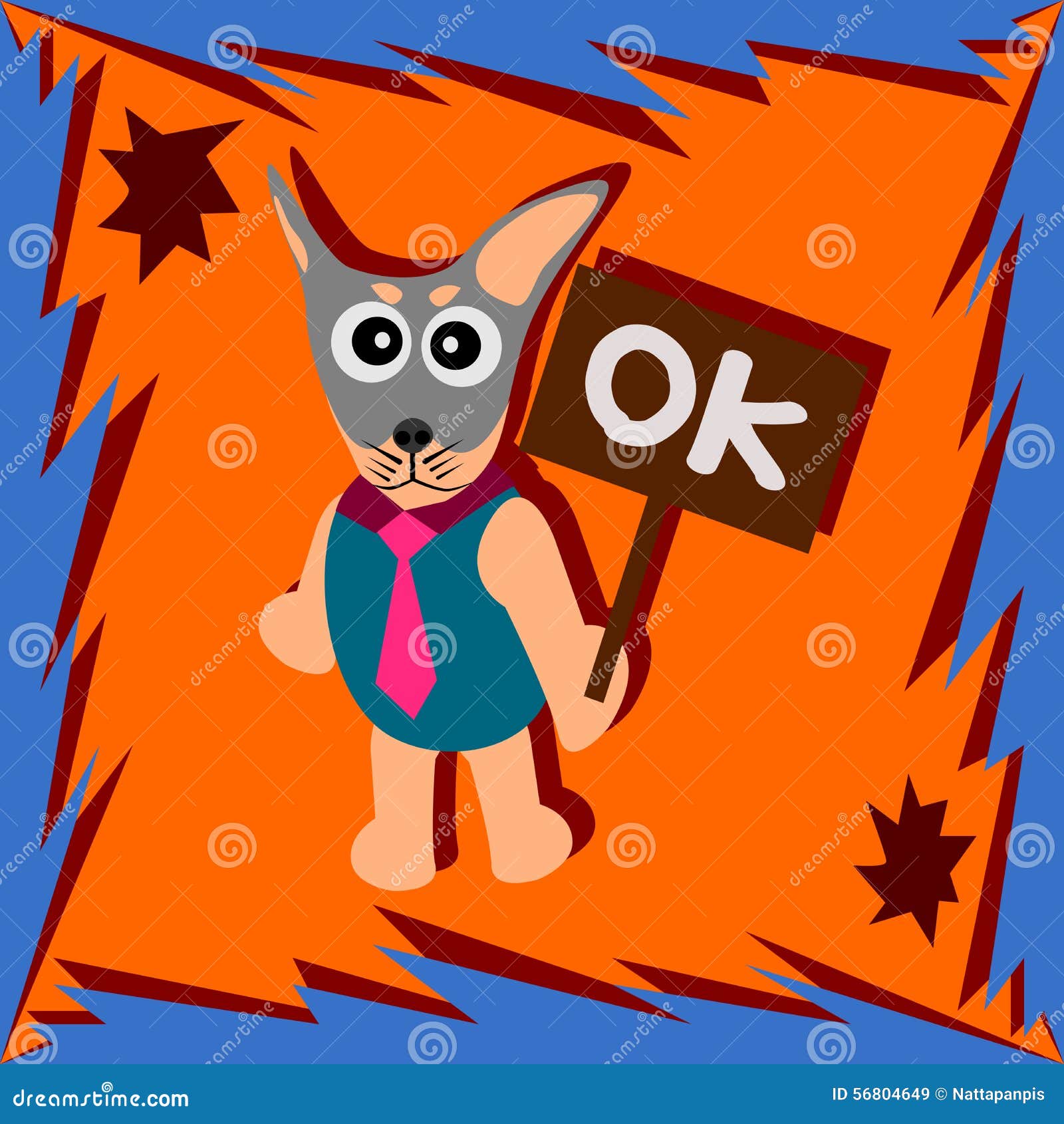 Dog hold ok label stock illustration. Illustration of doggy - 56804649