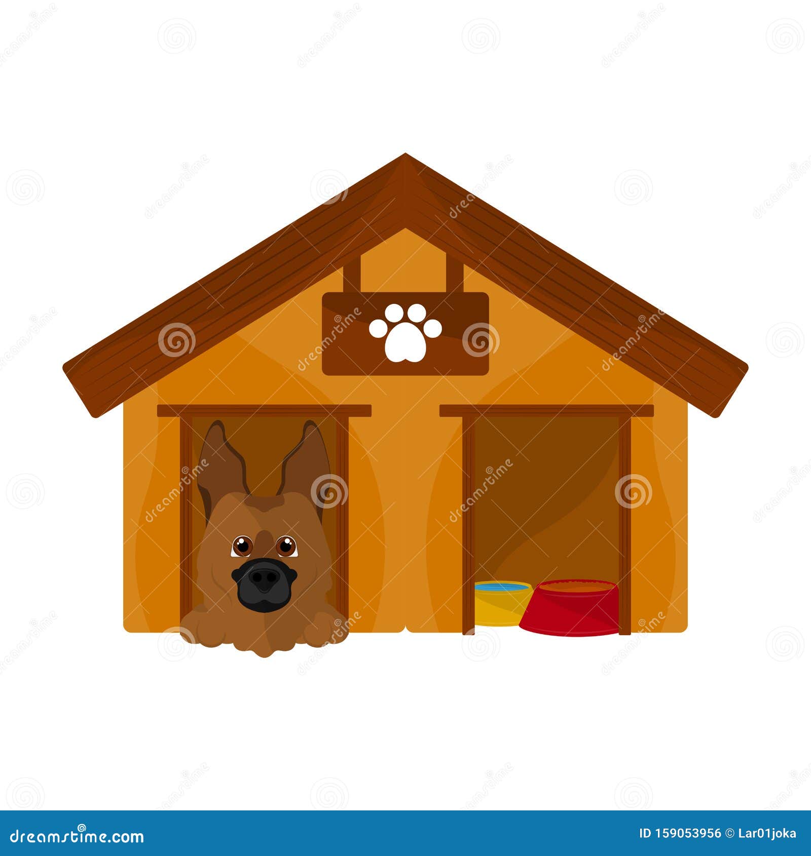 Dog House with a Cute Dog Cartoon Stock Vector - Illustration of house ...