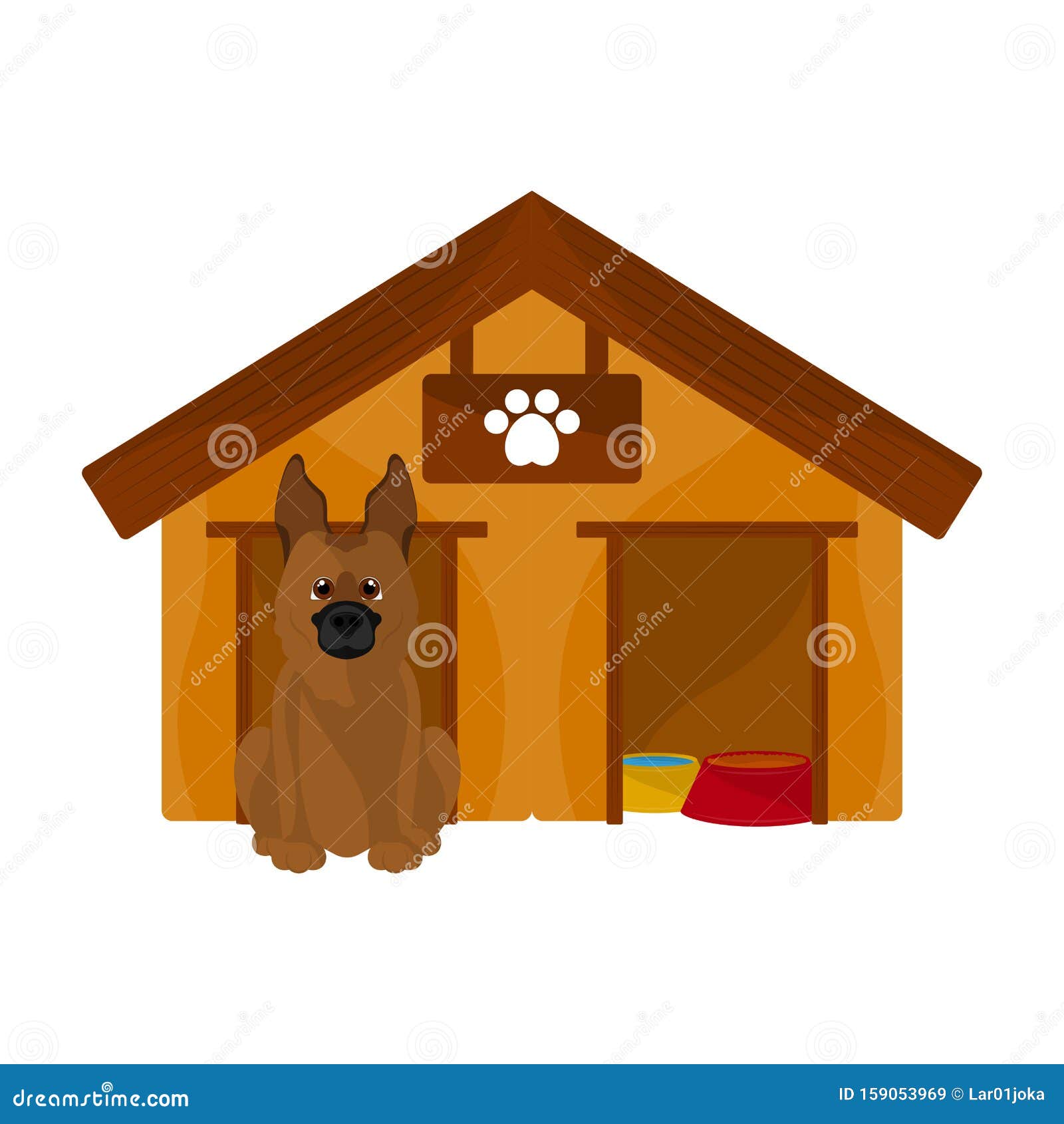 Dog House with a Cute Dog Cartoon Stock Vector - Illustration of doggy ...