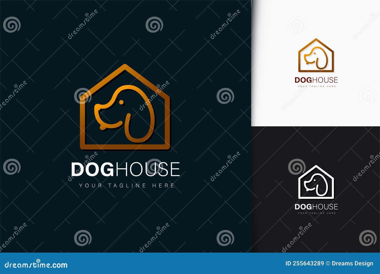 Dog House Logo Design with Gradient Stock Vector - Illustration of ...