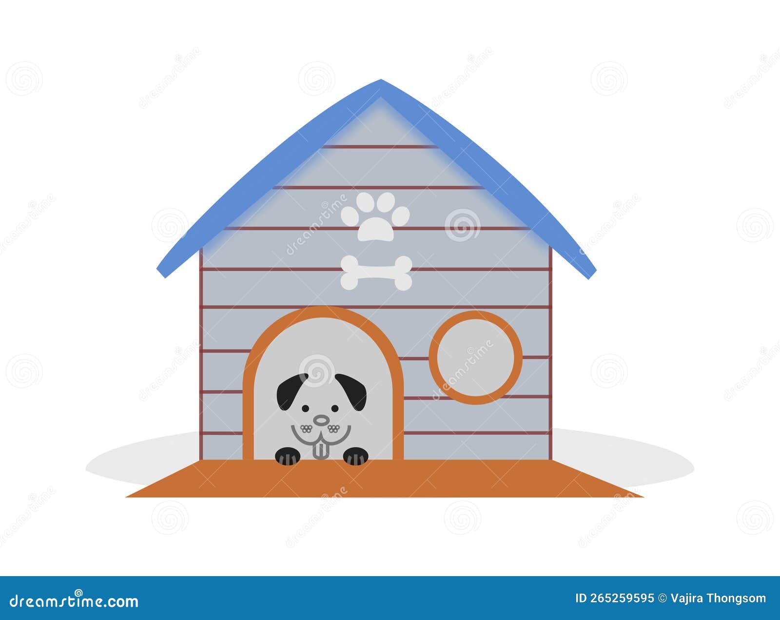 Dog House with Windows and Puppy ,cartoon, Vector Line. Stock ...