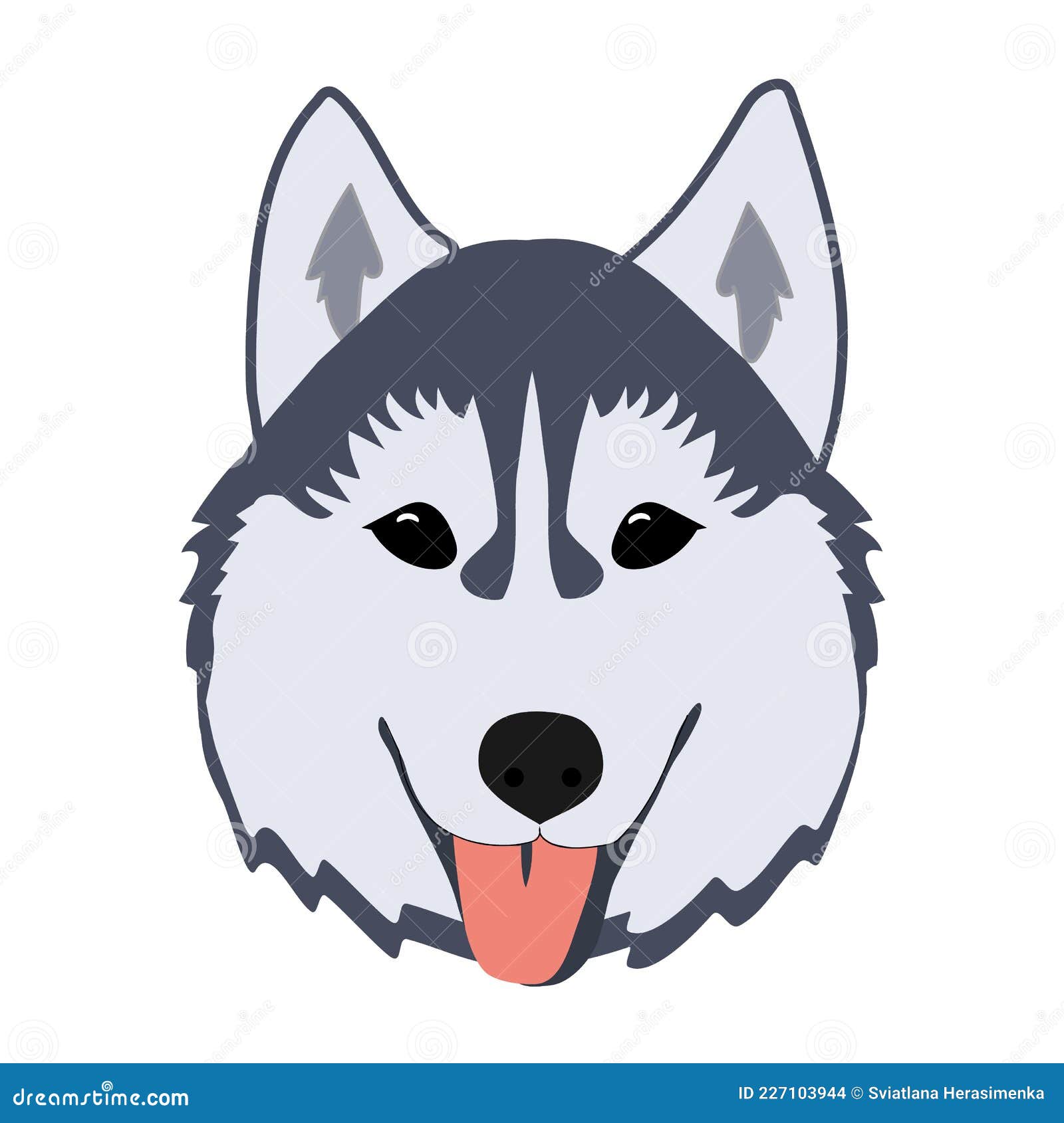 Dog Husky Head Icons.Vector Illustration with Flat Style. Stock Vector ...