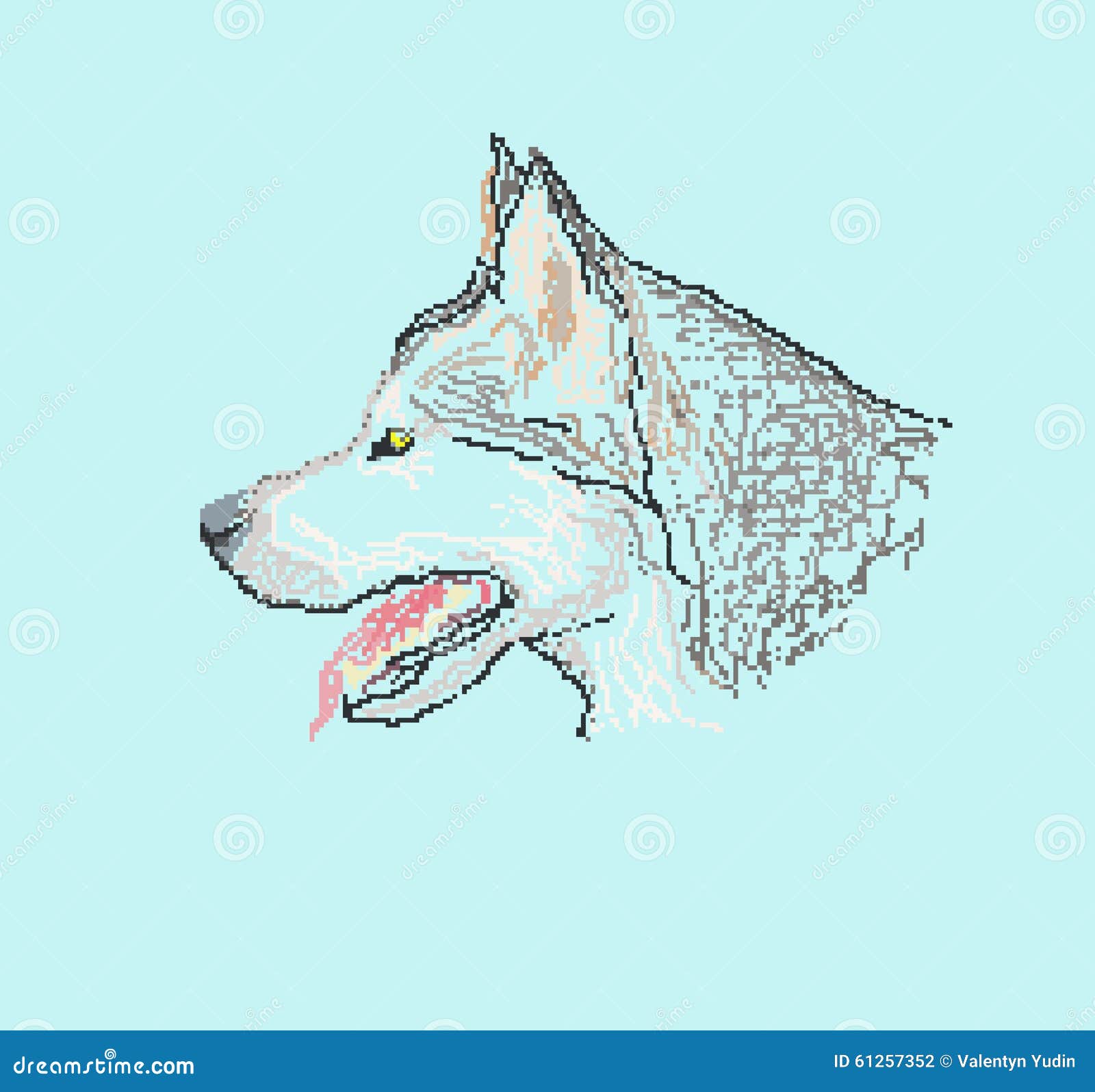 Dog Husky Head, Pixel Art Style Stock Vector - Illustration of mammal ...