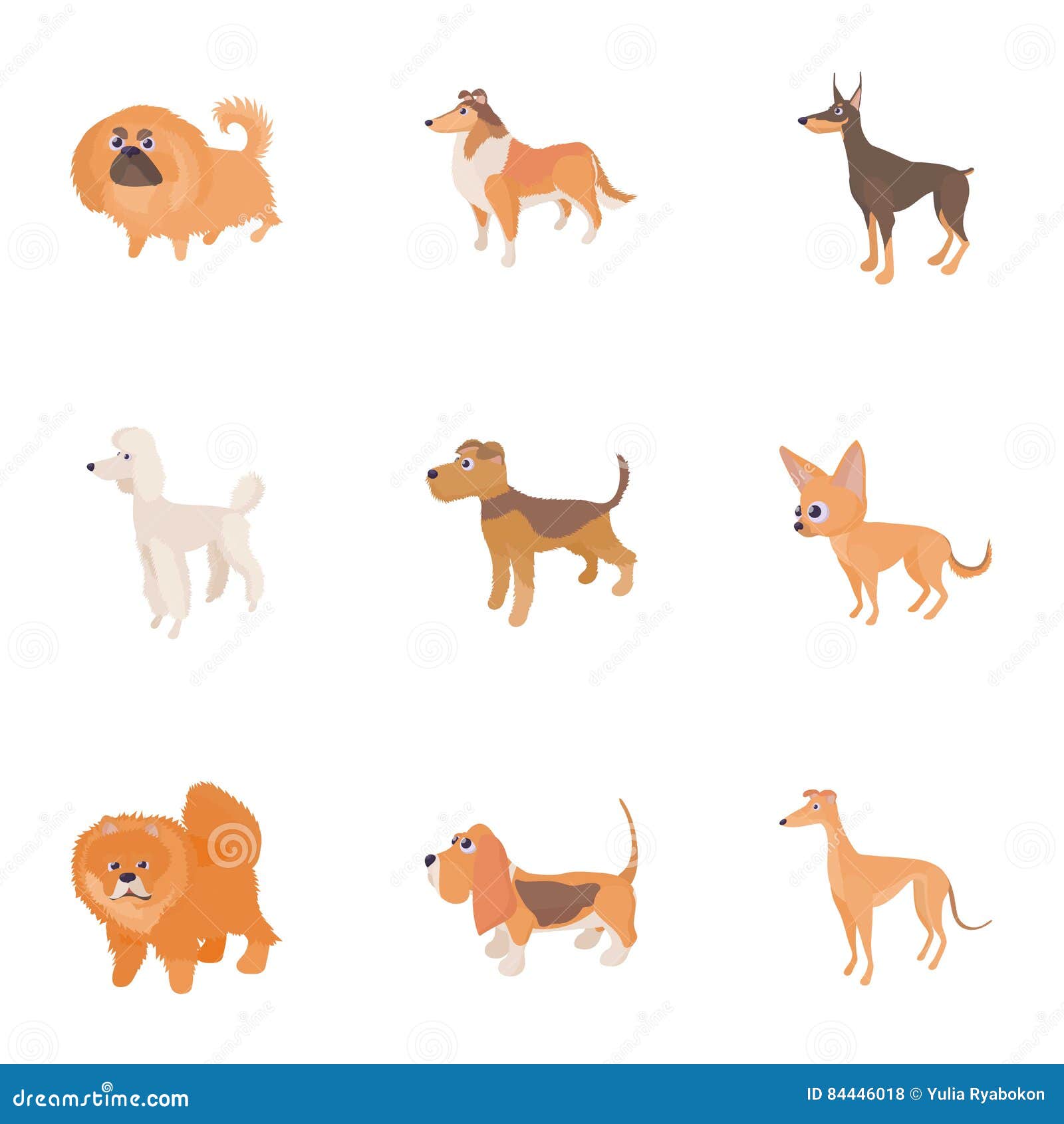 Dog Icons Set, Cartoon Style Stock Vector - Illustration of active ...