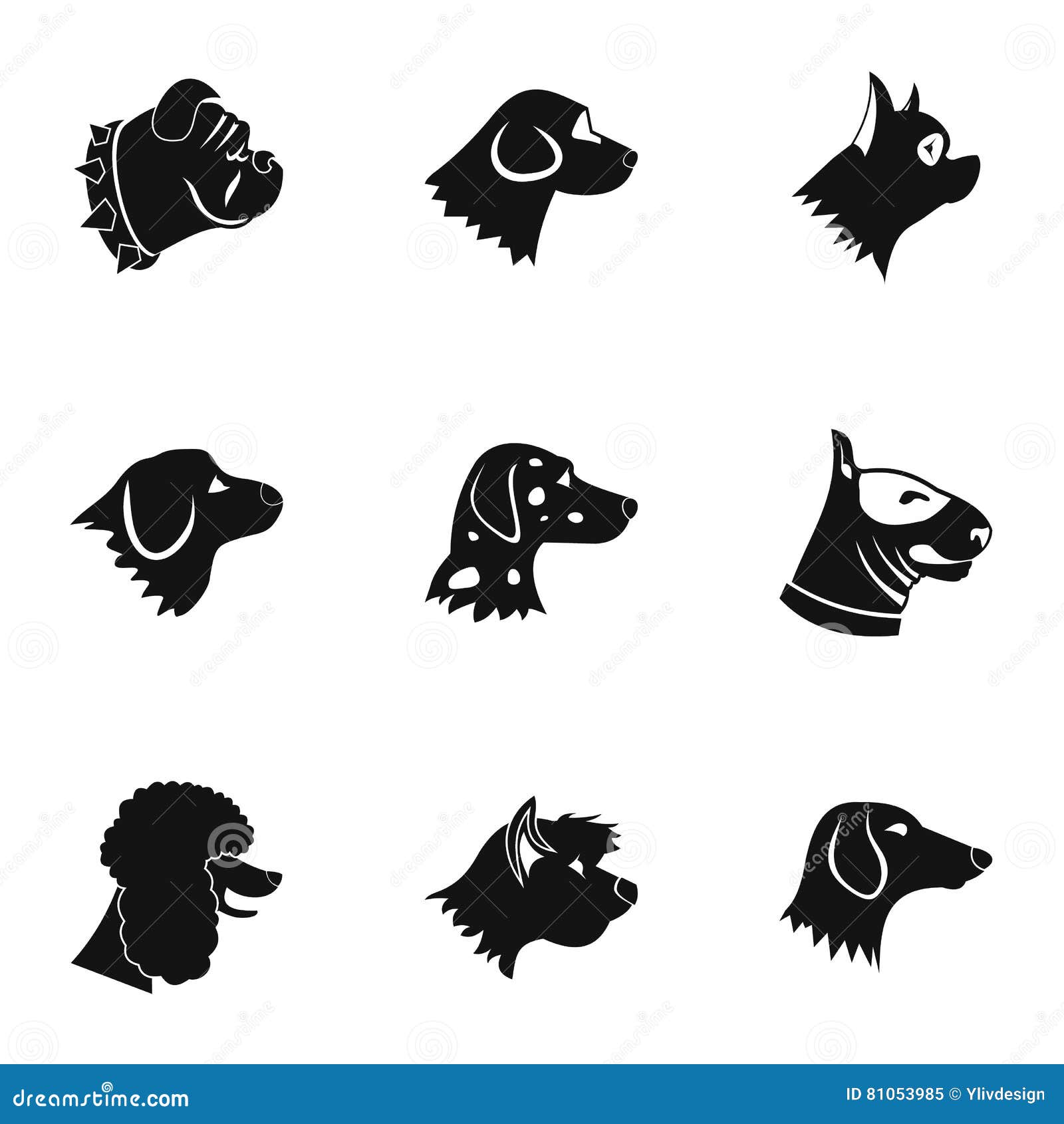 Dog Icons Set, Simple Style Stock Vector - Illustration of bull ...