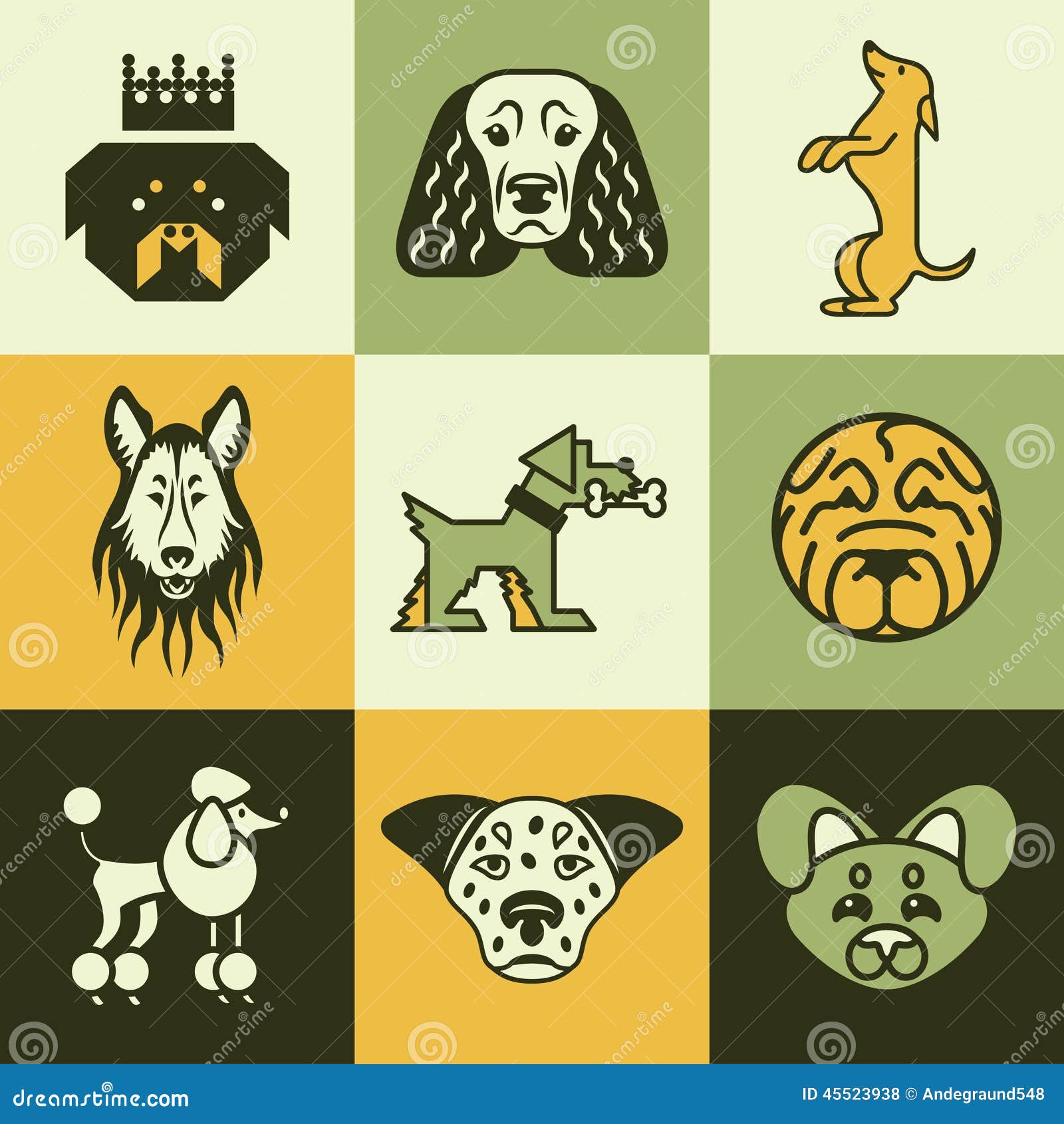 Dog icons vector set stock vector. Illustration of animal - 45523938