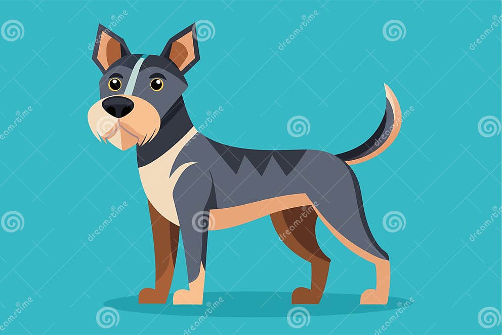 A Dog Illustration Showcases a Stylized, Flat Design on a Bright Blue ...