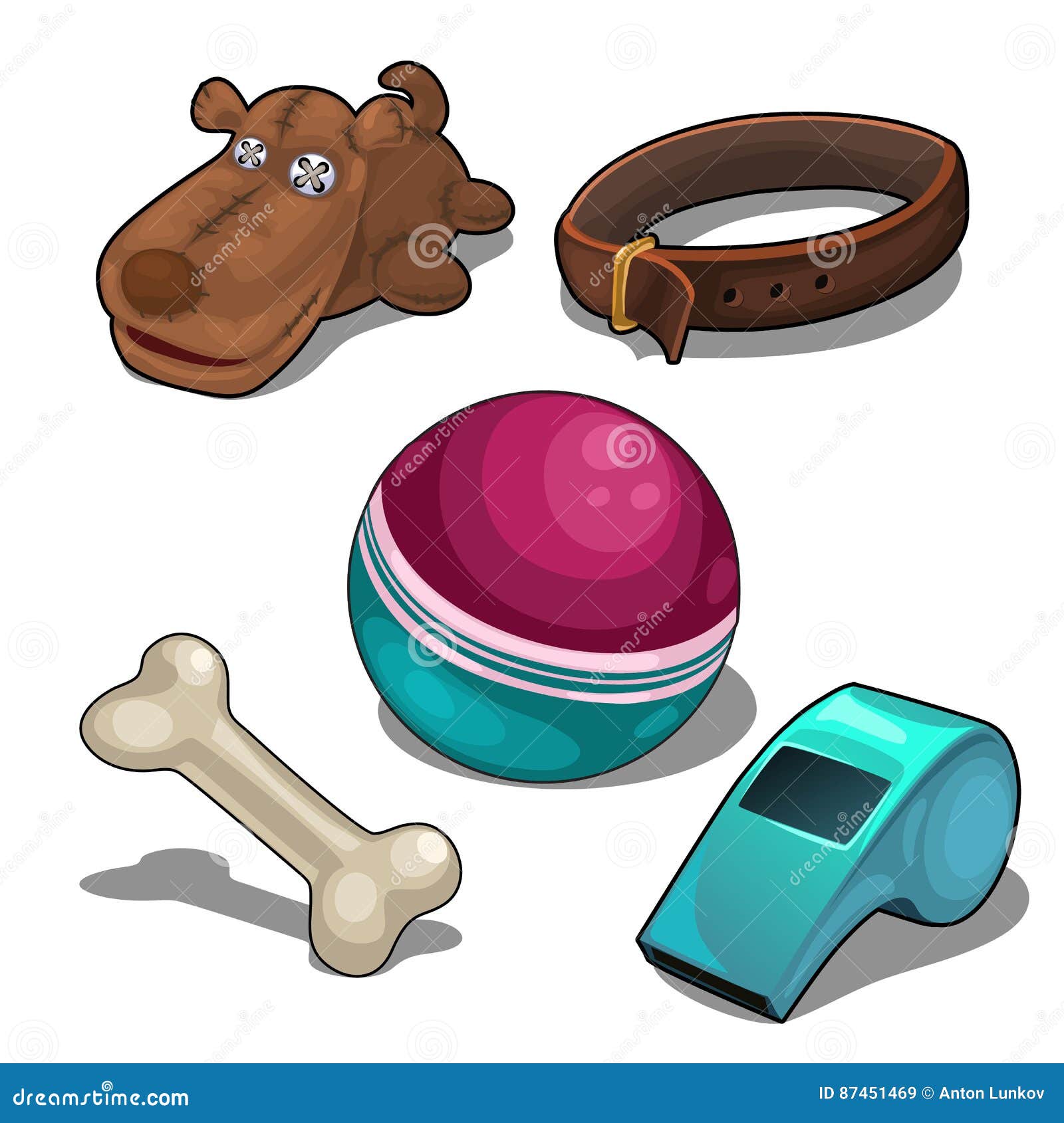 Dog and Items To Play with Pet. Vector Set Stock Vector - Illustration ...