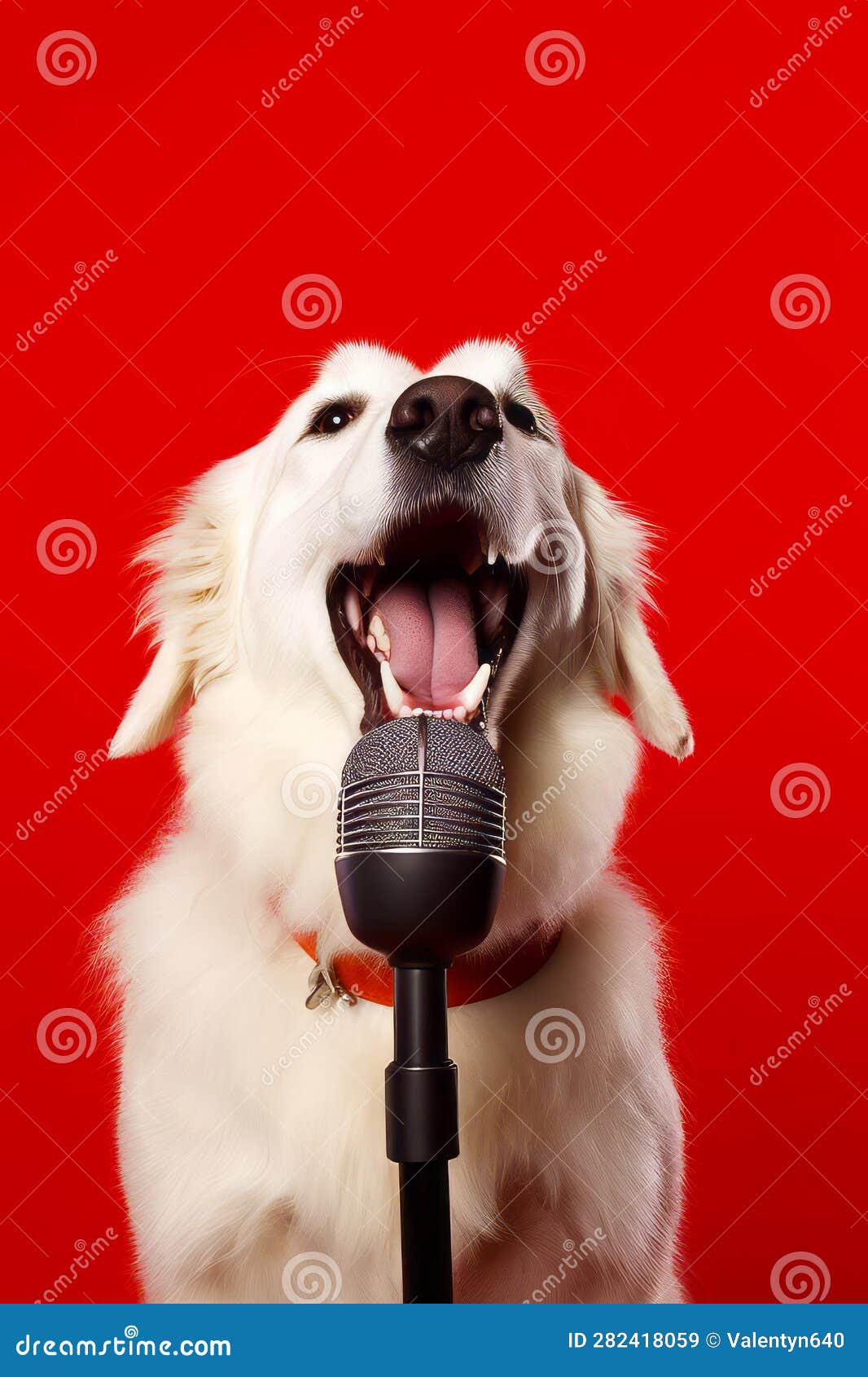 Dog with Its Mouth Open and Microphone in Front of Its Face. Generative ...