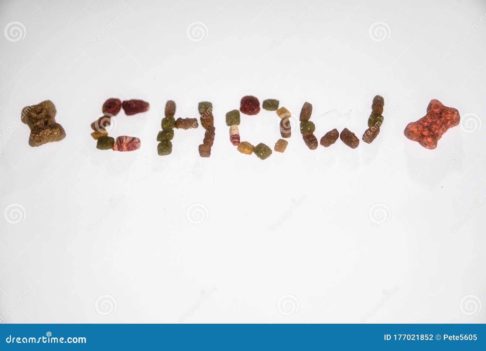 Dog Kibbles Spelling the Words Chow Time Stock Photo - Image of bones ...