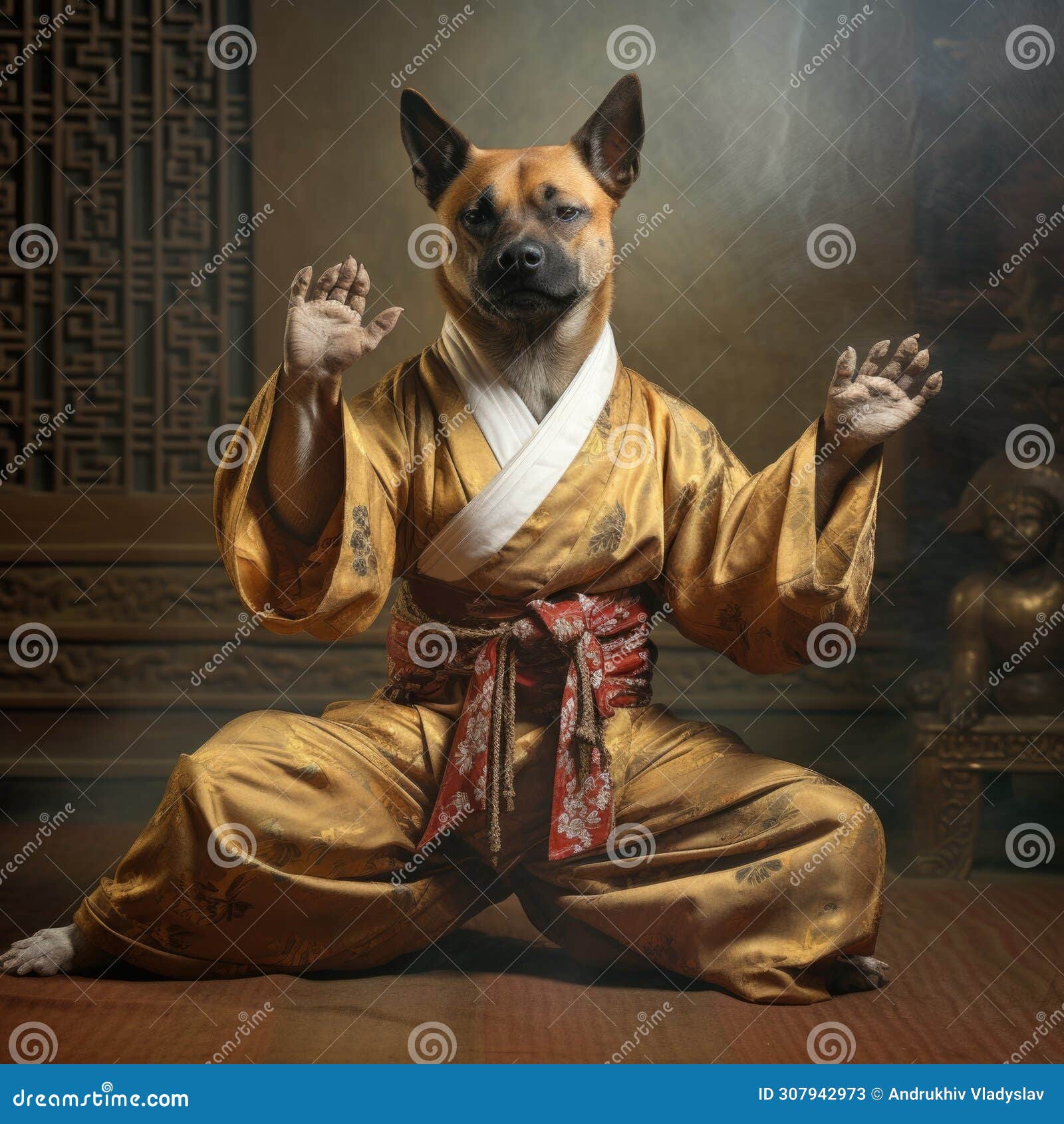 Dog in the Kun fu pose stock illustration. Illustration of martial ...