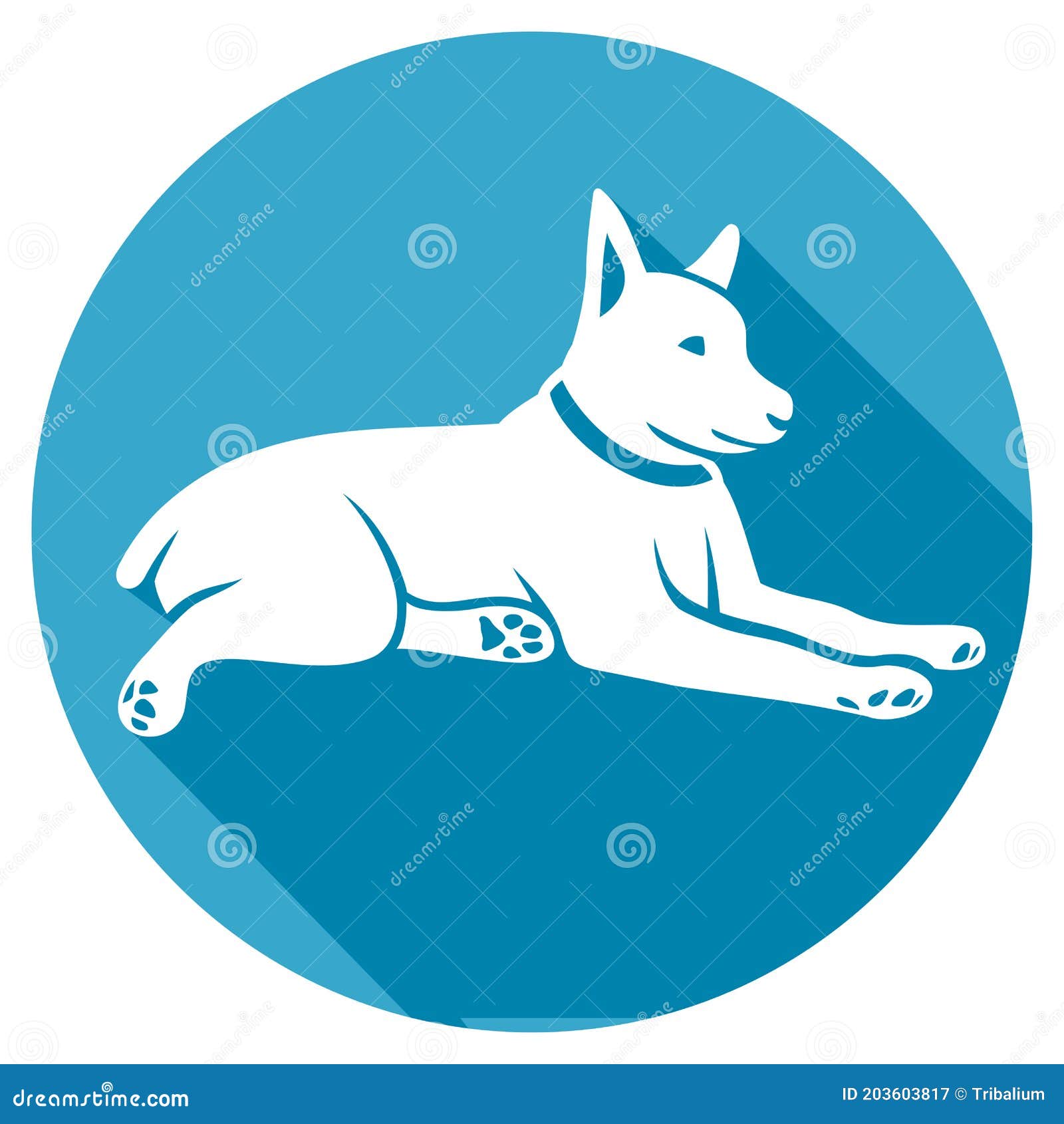 Dog lay down flat icon stock vector. Illustration of purebred - 203603817