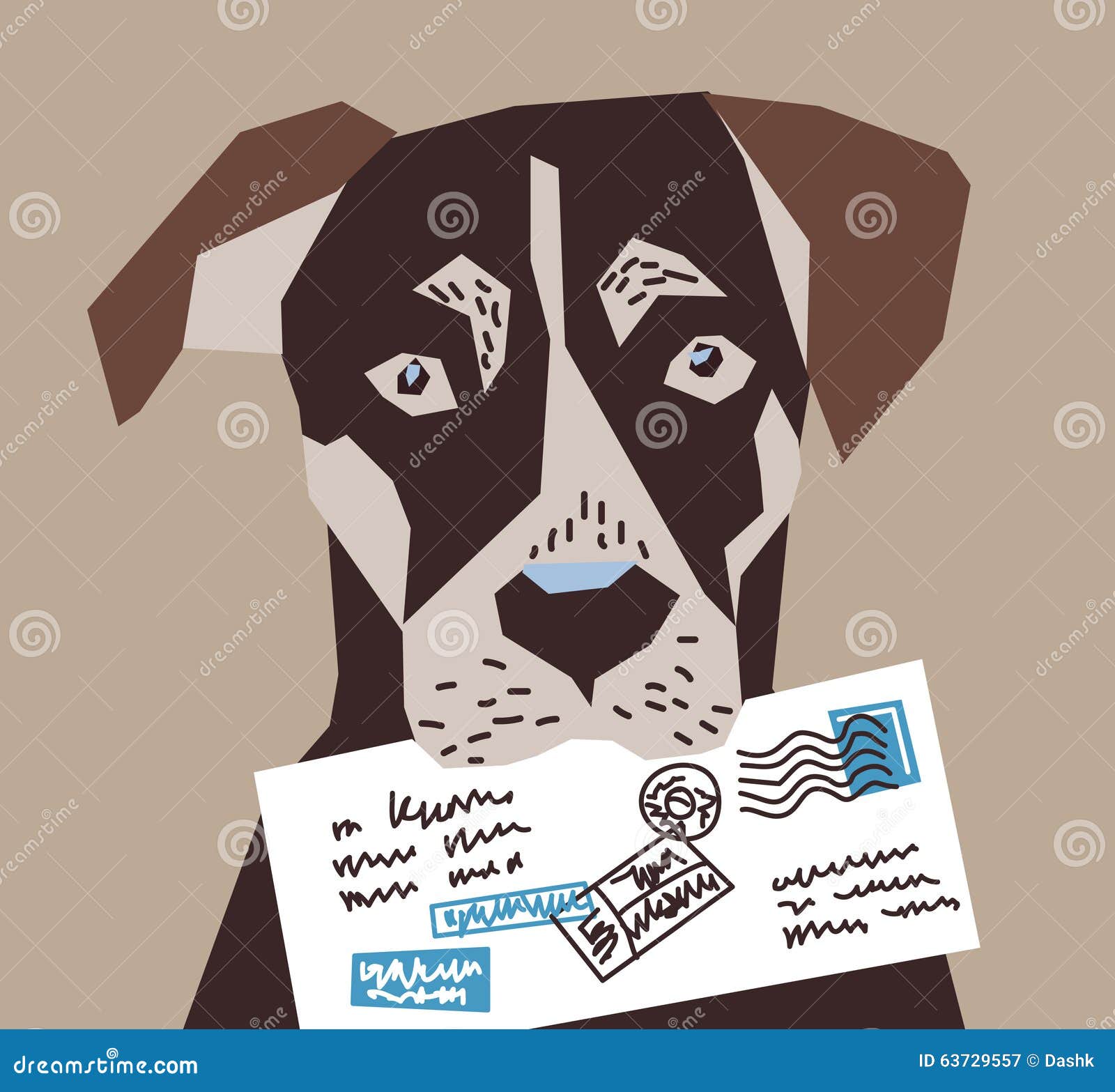 Dog Letter Post Postman Contacts. Stock Vector - Illustration of color ...
