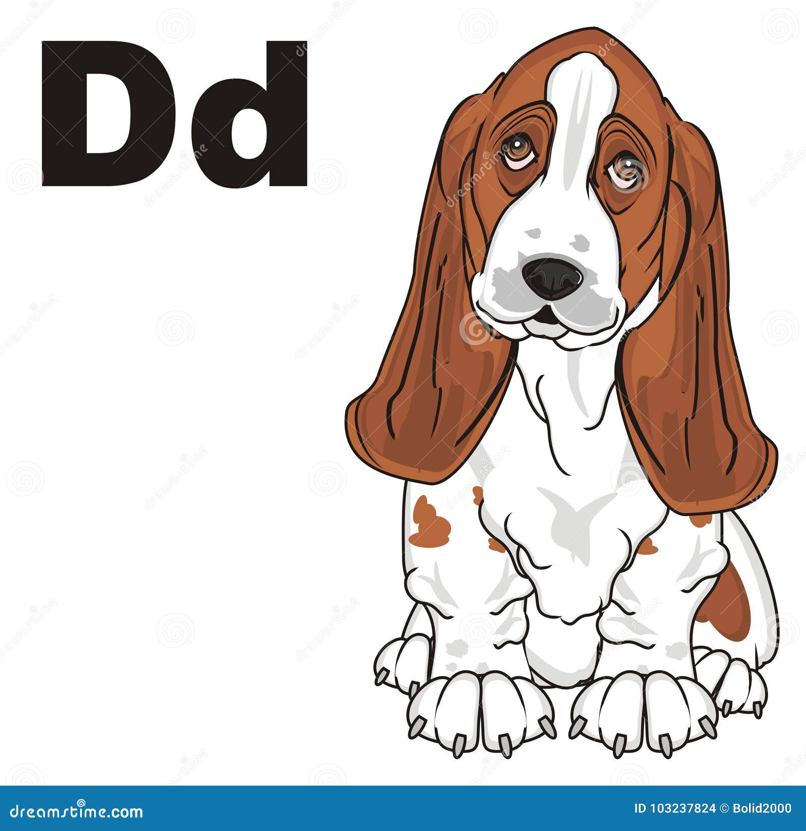 Dog and letters d stock illustration. Illustration of tail - 103237824