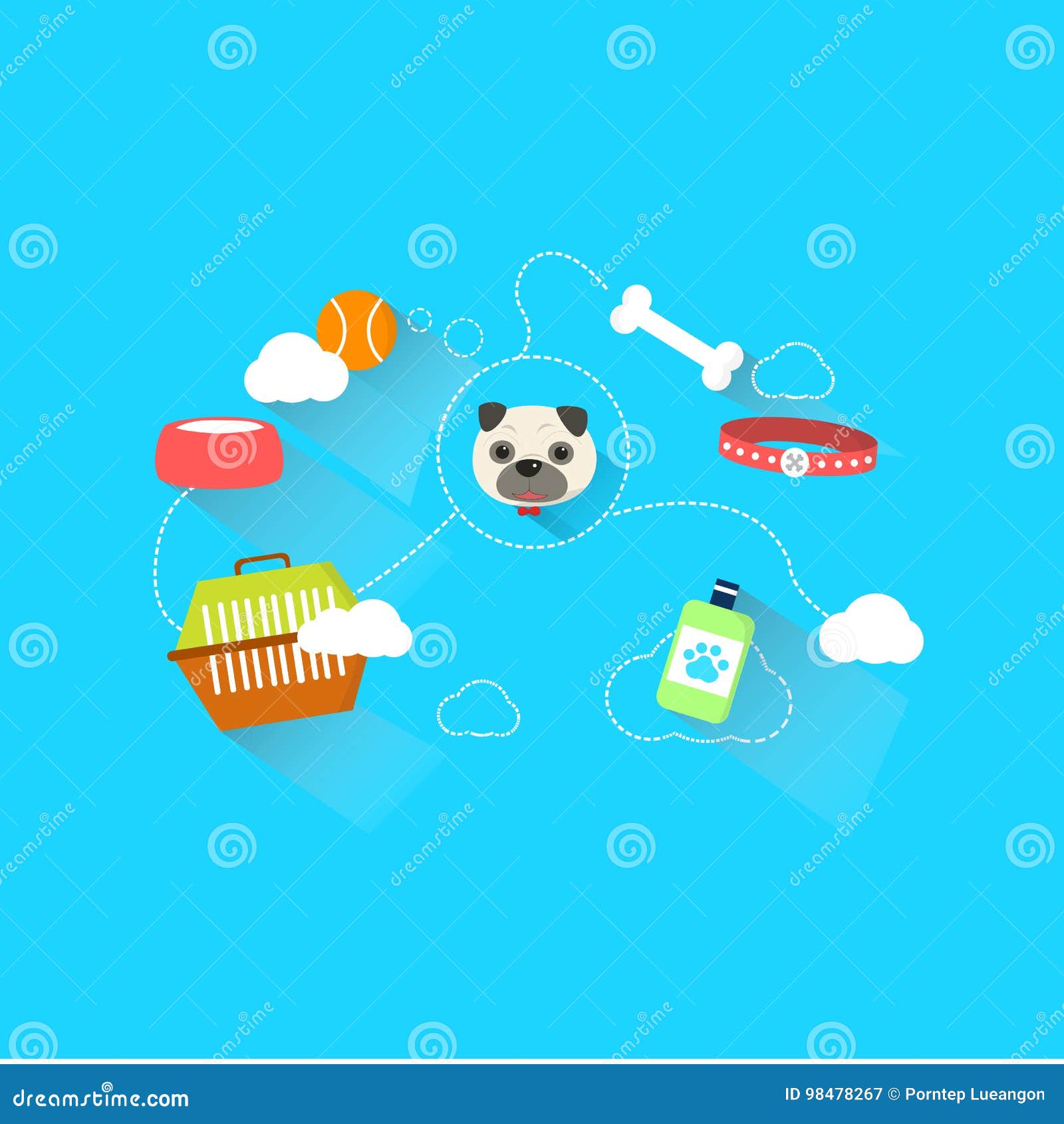 Dog Link with Accessories and Toy Stock Vector - Illustration of ...
