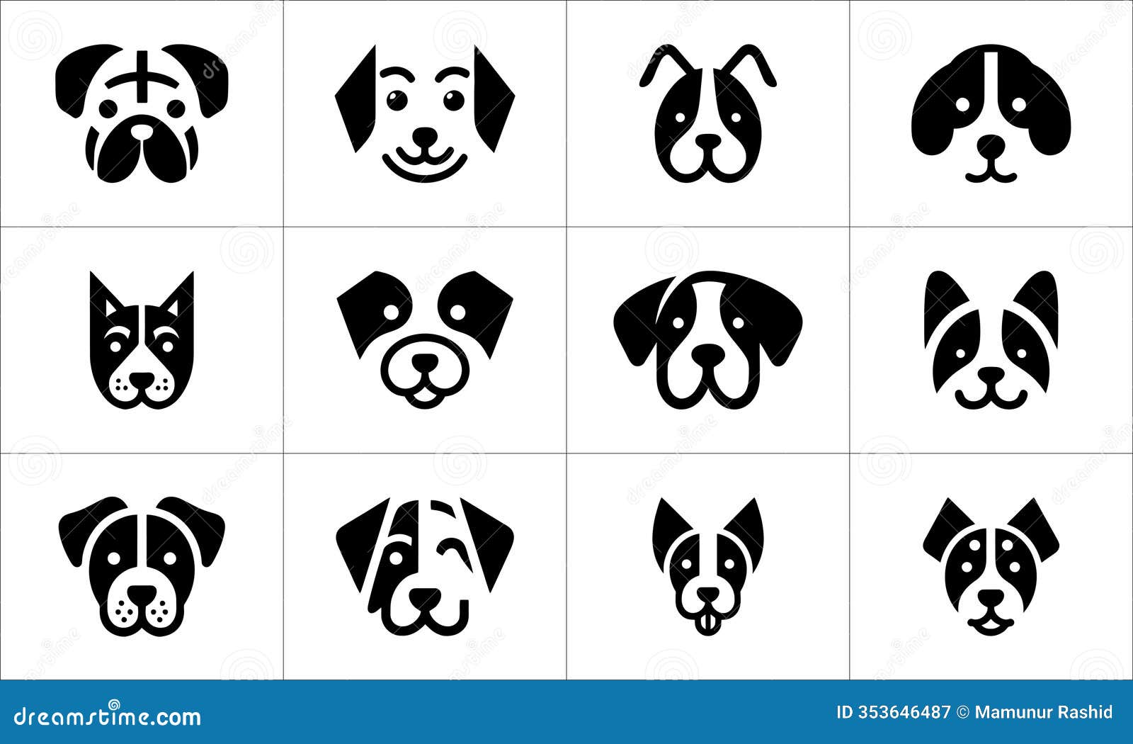 Dog Logo Set Vector Illustration Stock Illustration - Illustration of ...