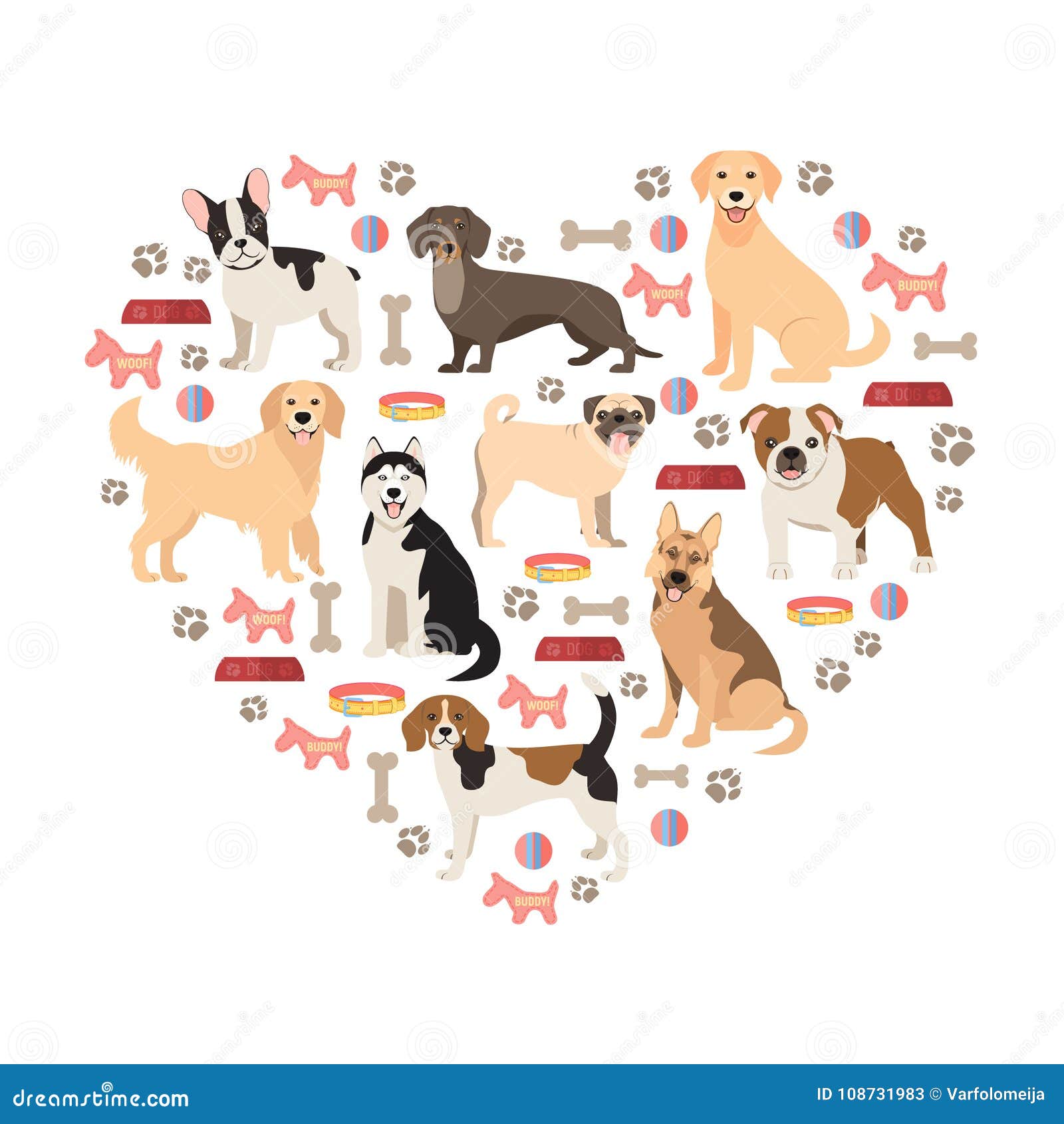 Dog Lovers Flat Style Collection. Cartoon Dogs Breeds Set Stock Vector ... Dog Lovers Flat Style Collection. Cartoon Dogs Breeds Set Stock Vector ...