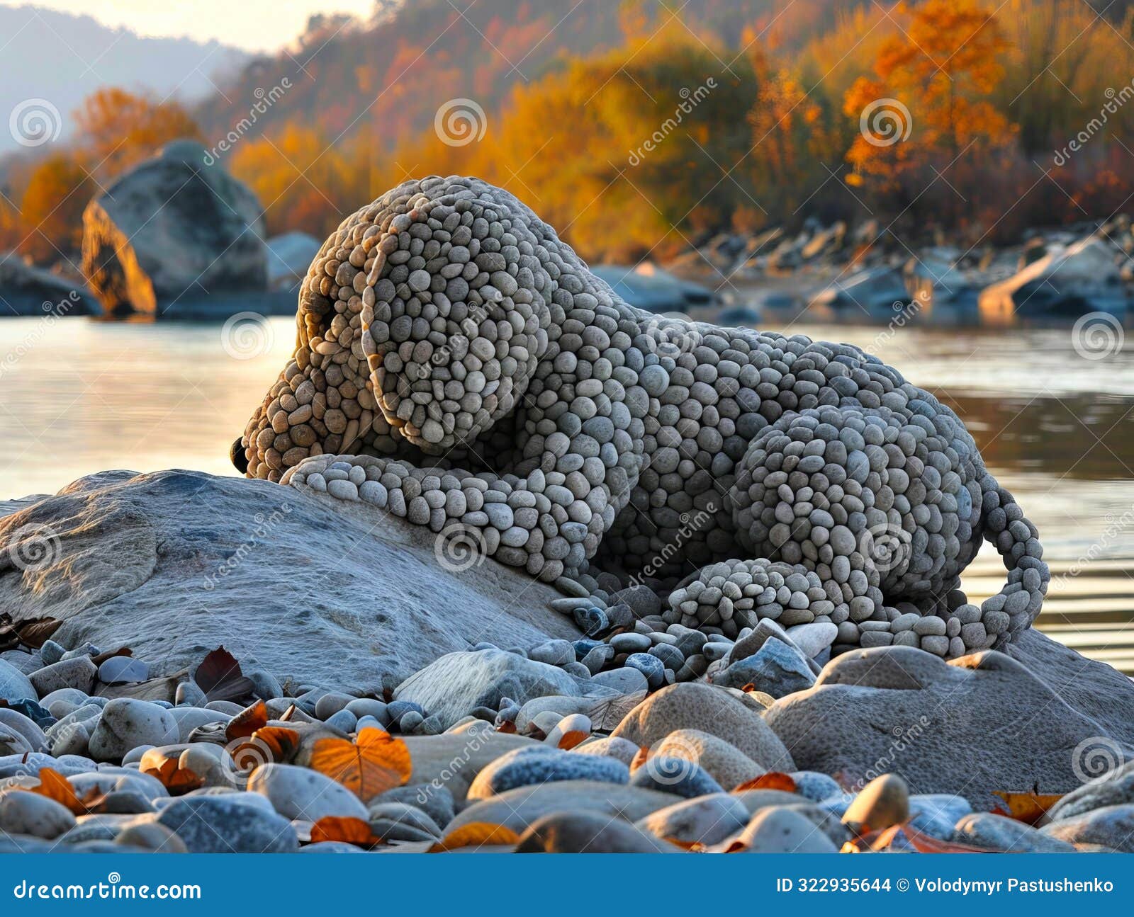 A Dog Made Out of Rocks Sitting on the Rocks Stock Photo - Image of ...