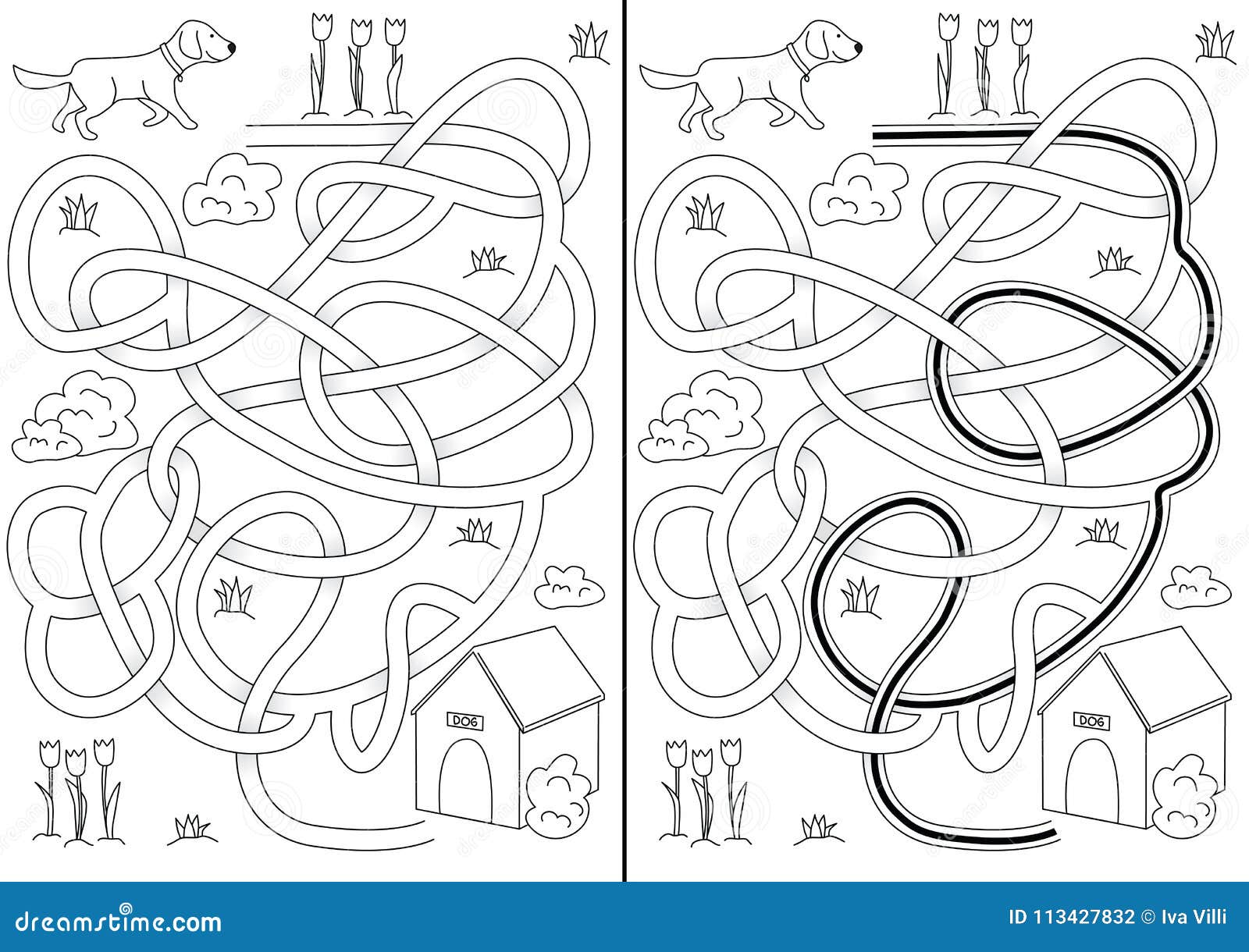 Dog maze stock vector. Illustration of drawing, labyrinth - 113427832