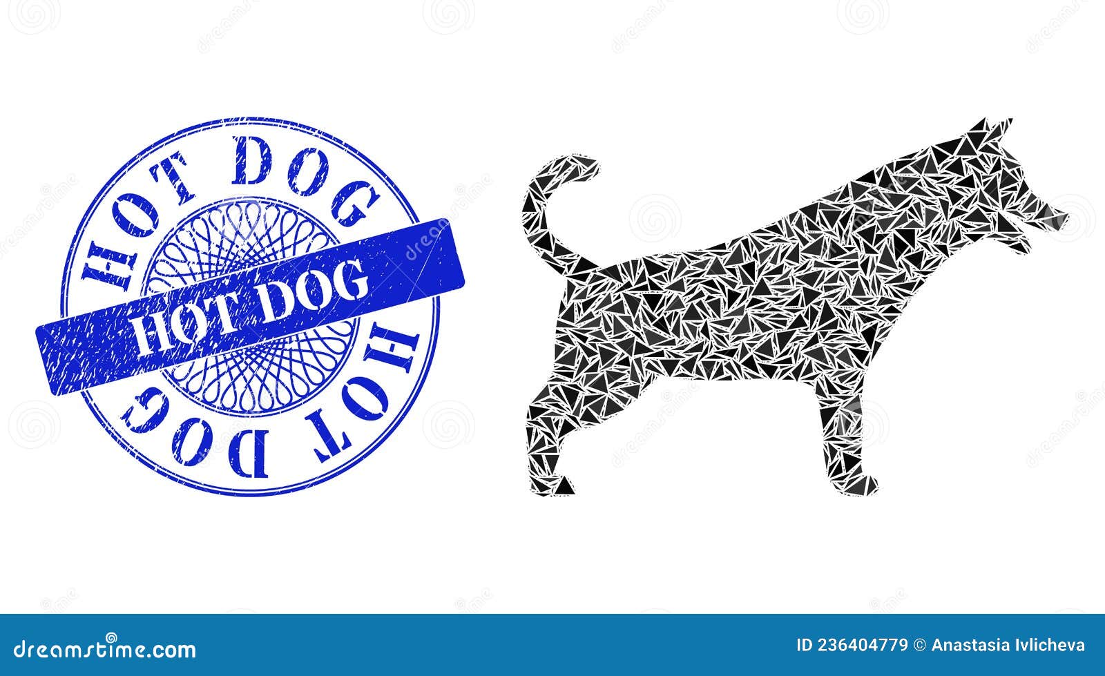 Textured Hot Dog Seal and Triangle Dog Mosaic Stock Vector ...