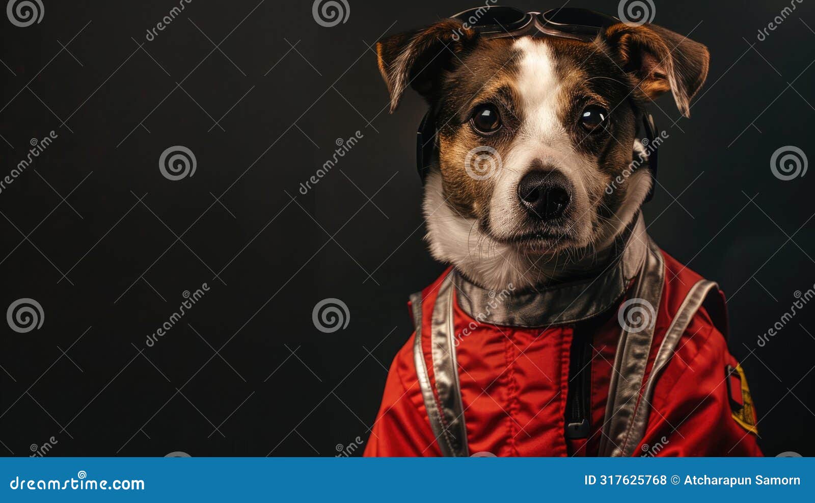 A Dog in Motor Racer Suit, Biker Dog, Driver Dog Stock Photo - Image of ...