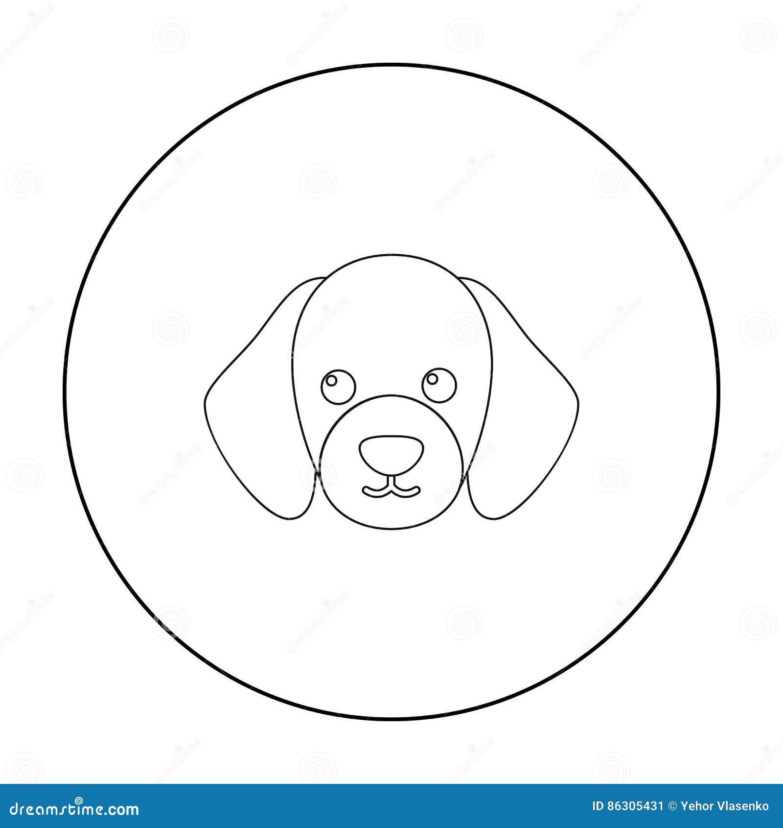 Dog Muzzle Vector Icon in Outline Style for Web Stock Vector ...