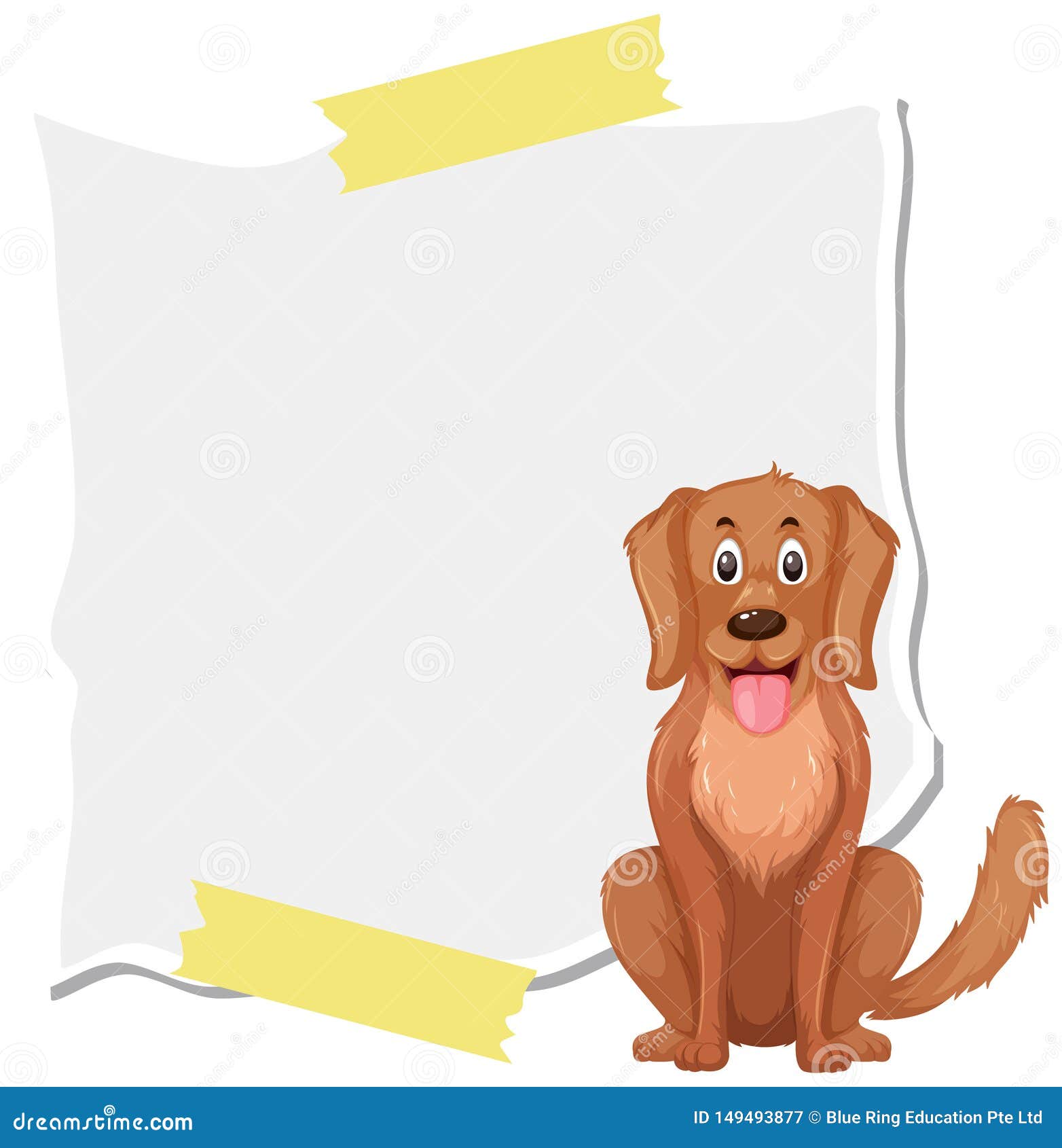 Dog on note template stock vector. Illustration of element - 149493877